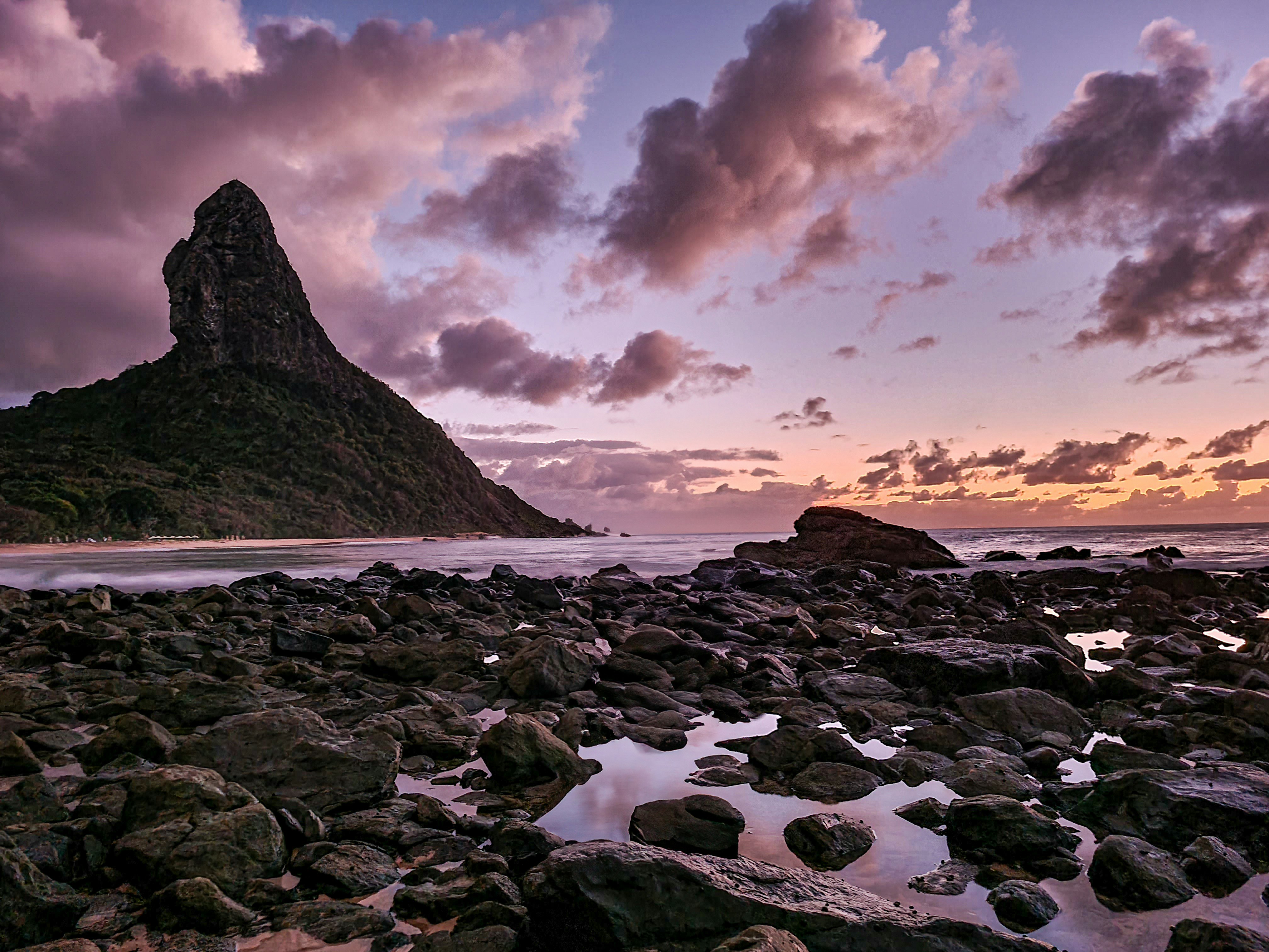 Moonlit Peak Over Tumbled Basalt