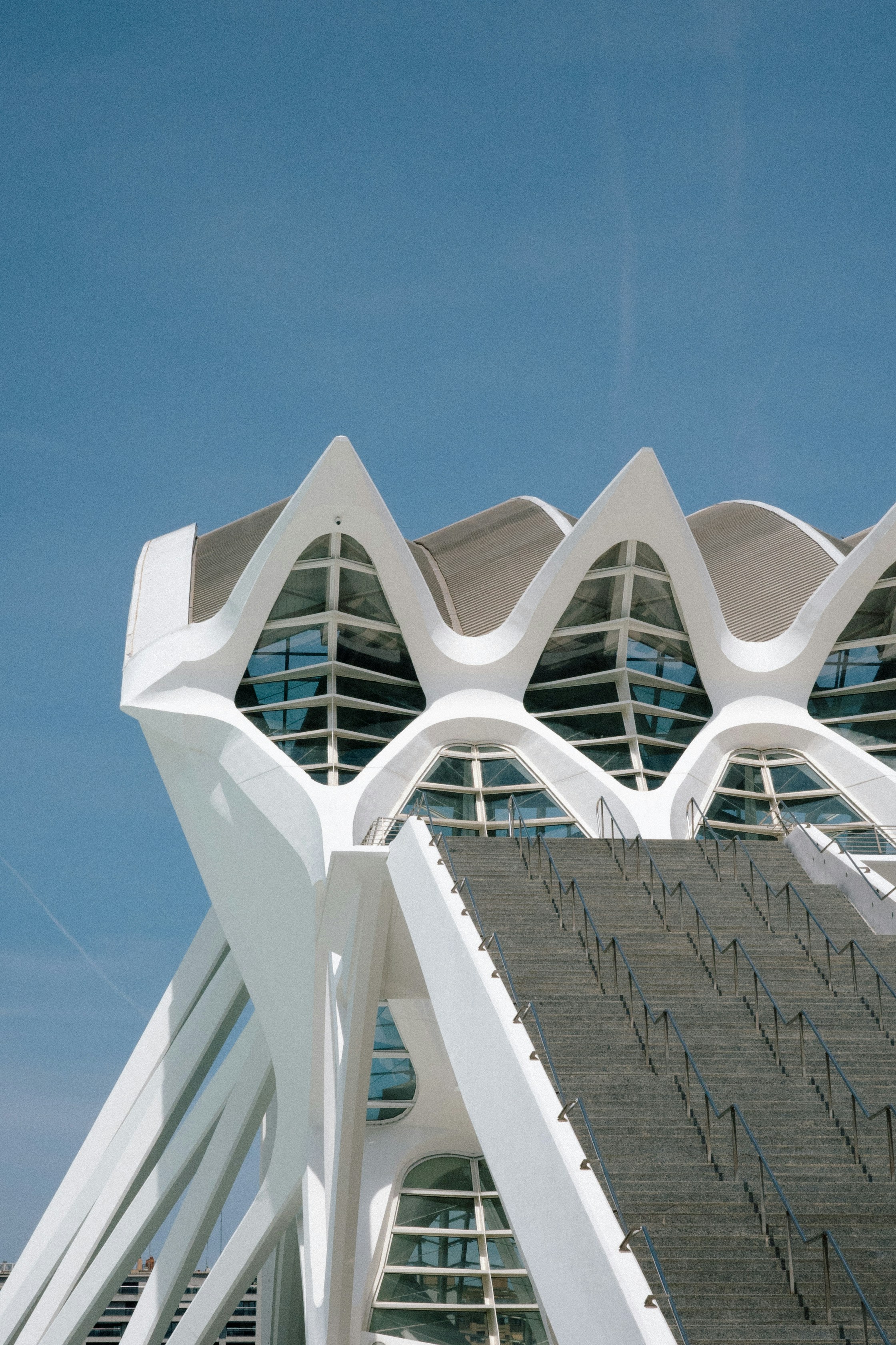 White Wave Arches Over a Staircase: A Skyward Crown