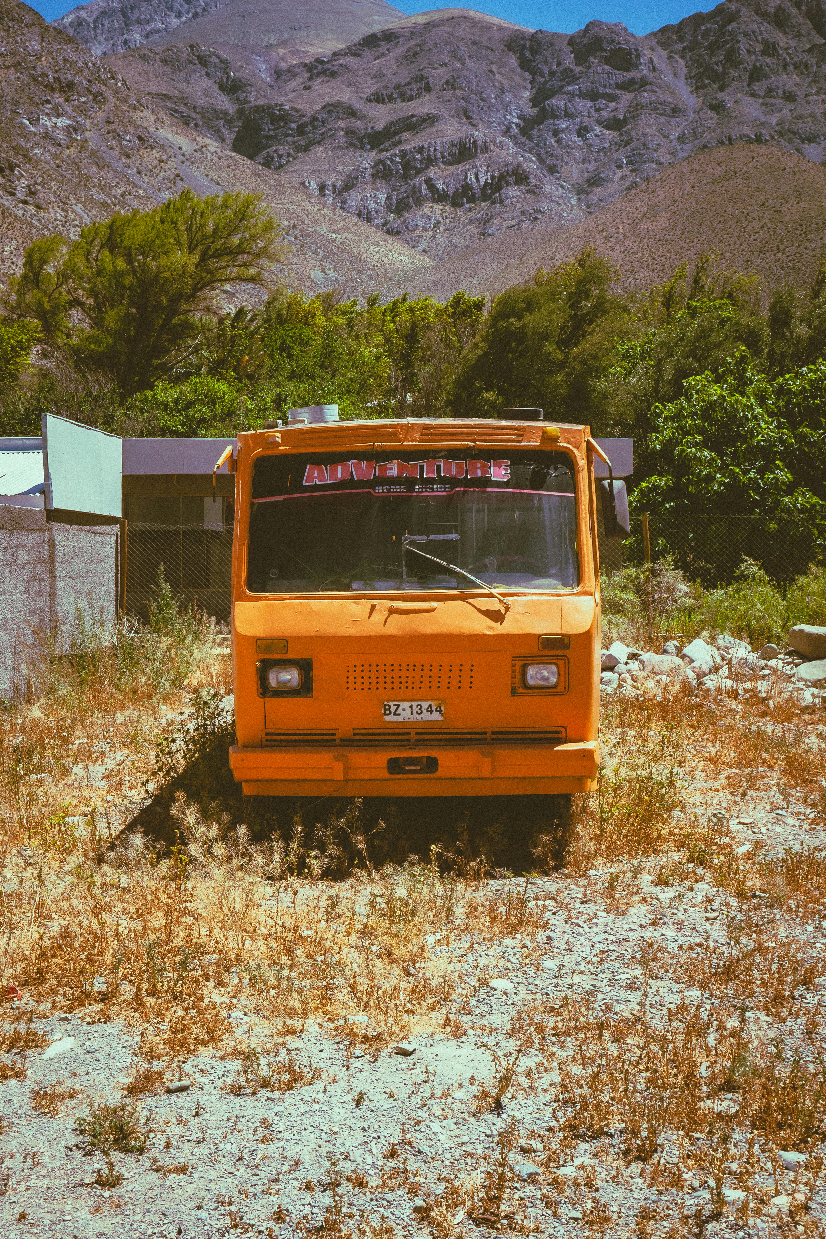 Abandoned bus in Rivadavia, Vicuña, Chile.