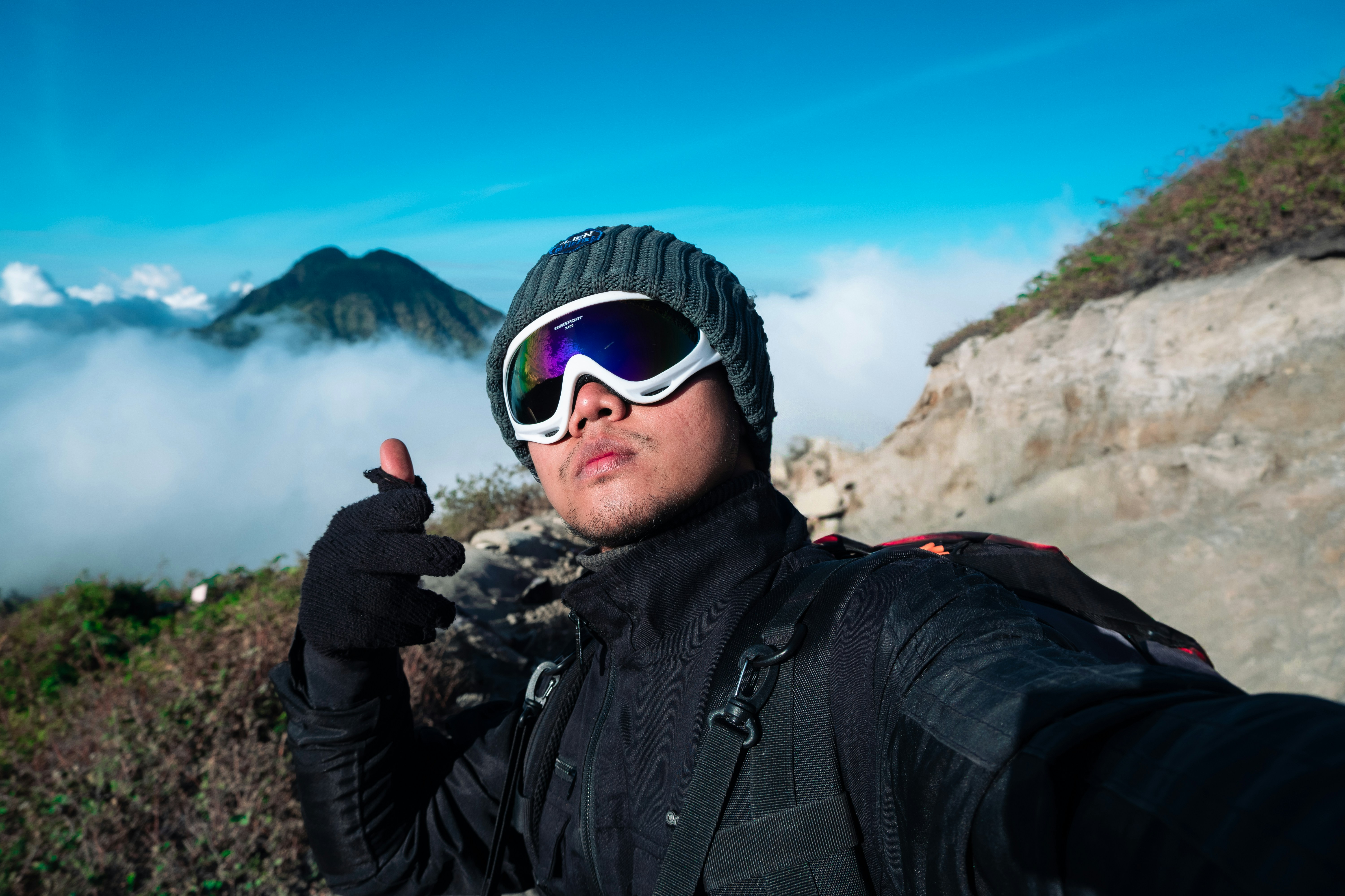 Selfie Over the Cloudbank: Summit Portrait in Crisp Air