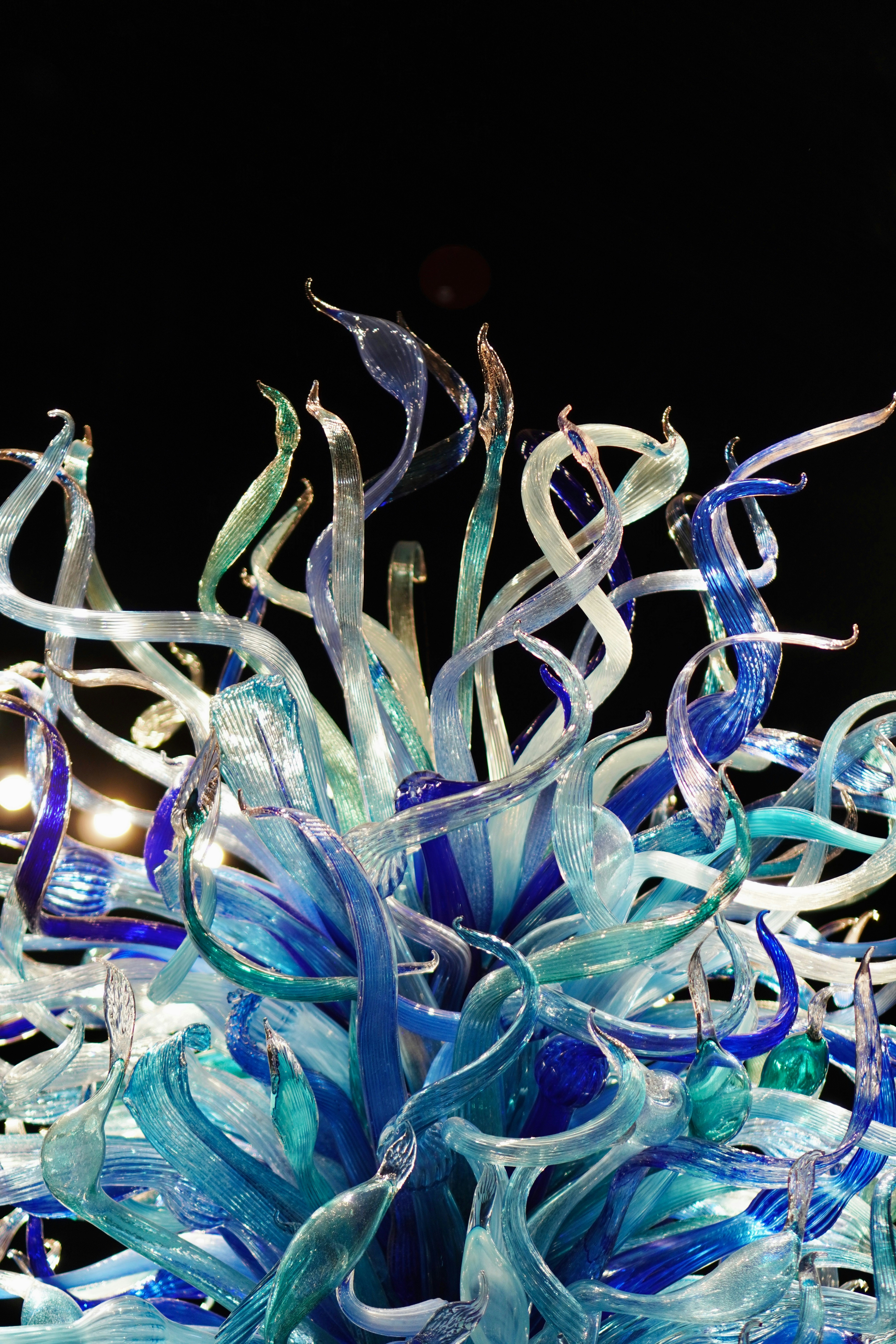 Glass Ocean—Abstract Glass Sculpture Spirals in Night