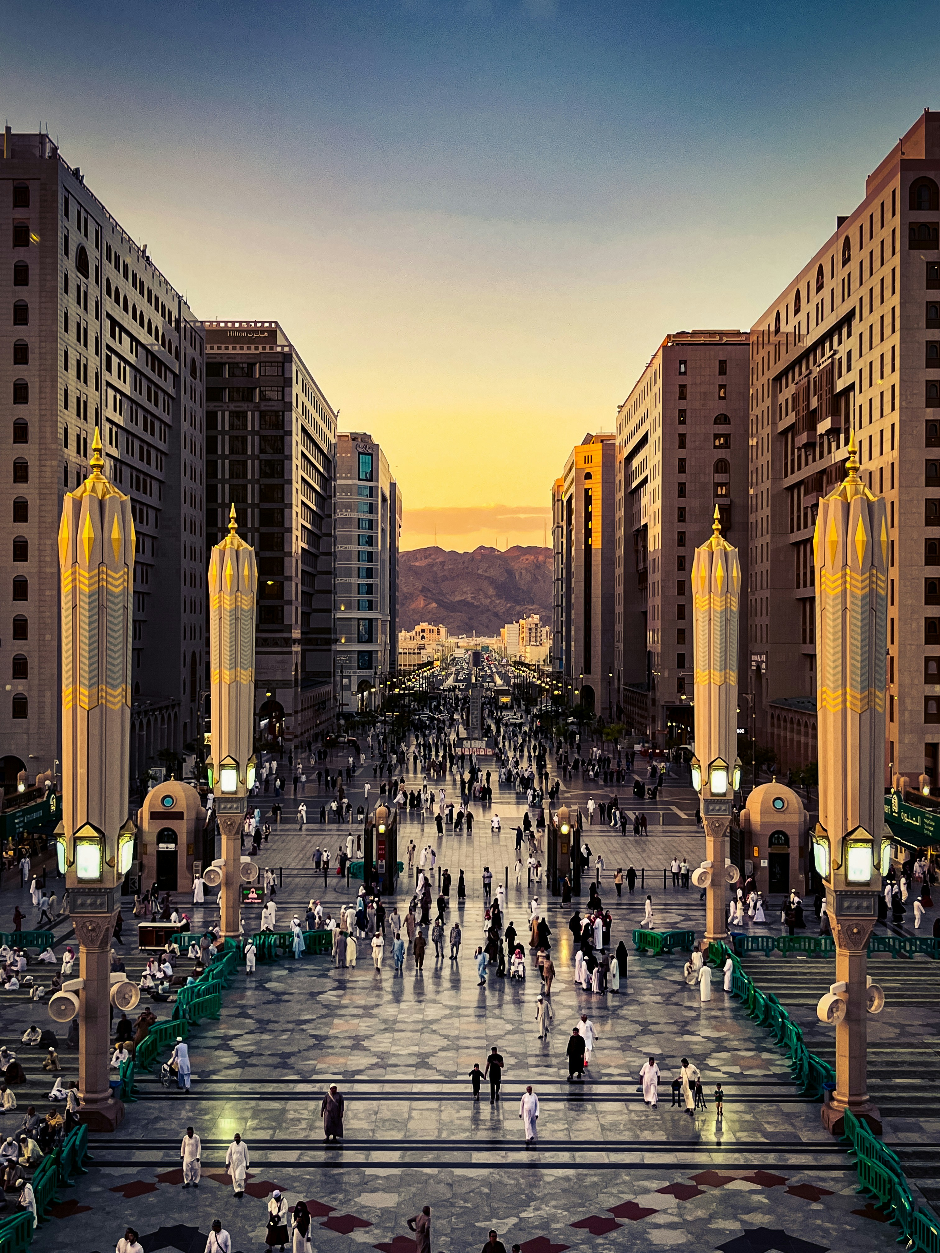 Golden Avenue: A City Hall Bazaar at Dusk