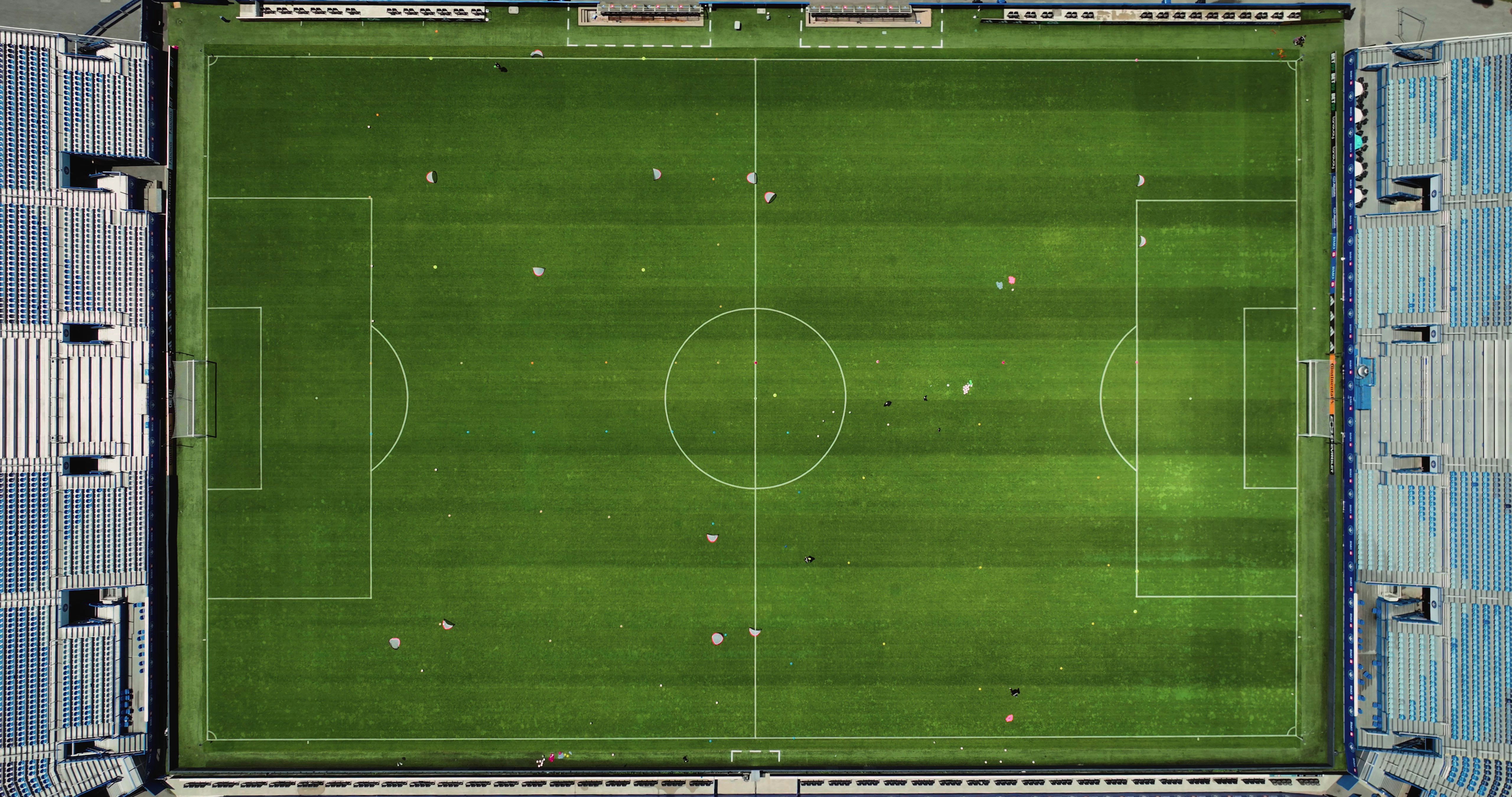 An aerial view of a soccer field in a stadium photo – Free Montréal ...
