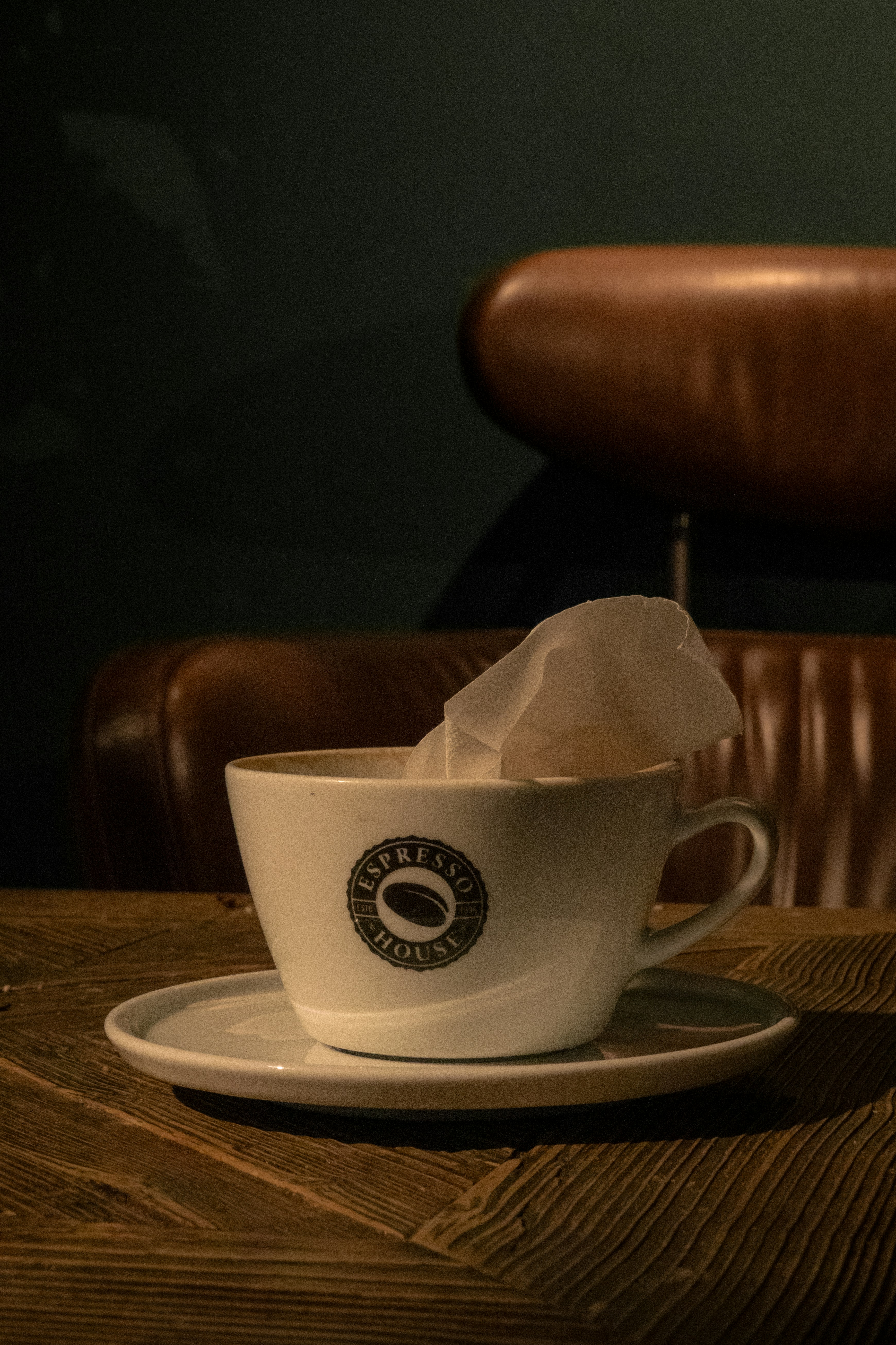 Warm Glow, White Cup: A Tissue-Peek in a Dim Café