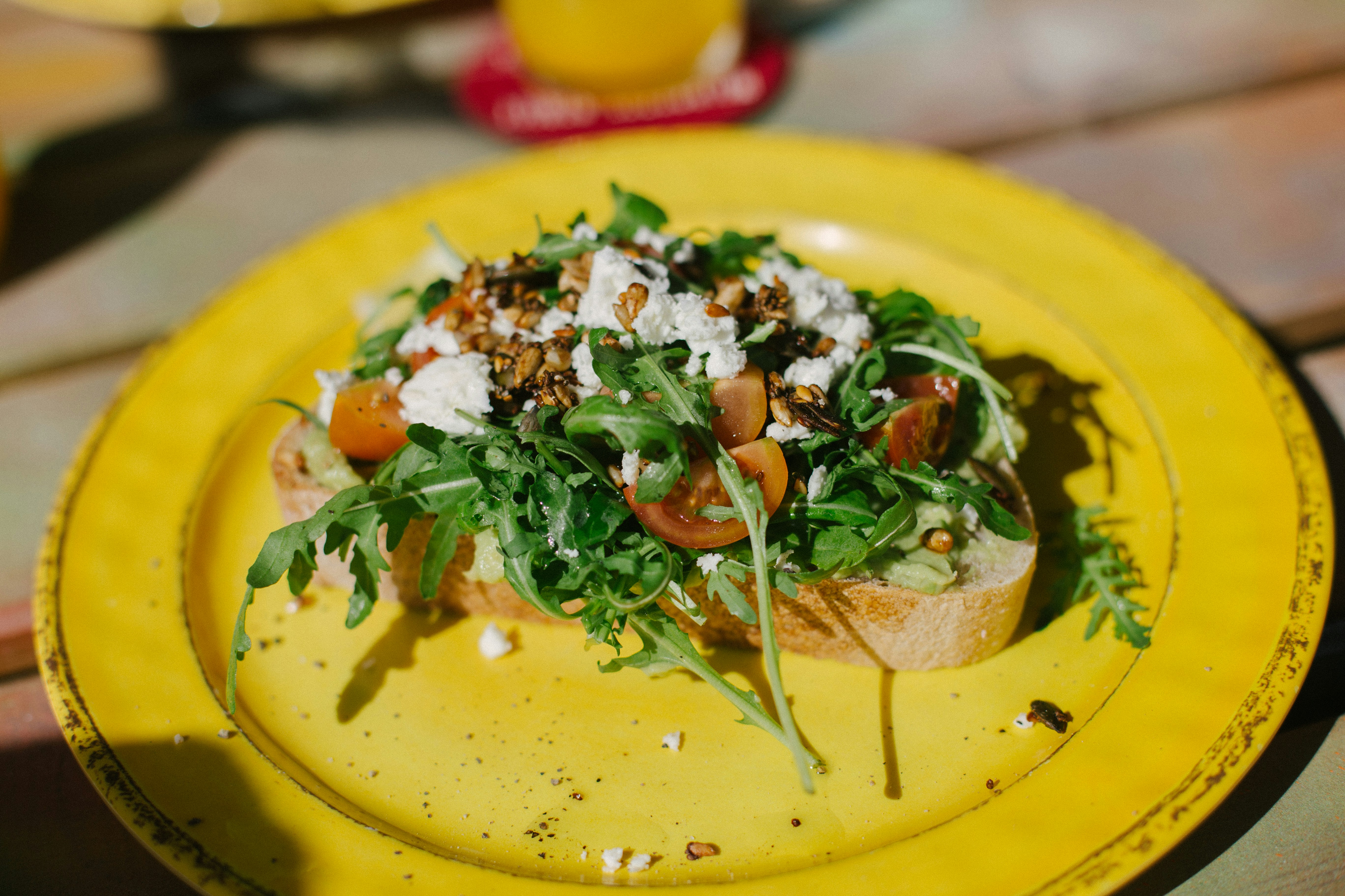 Sunny Plate: Herb-Topped Toast with Nuts and Microgreens