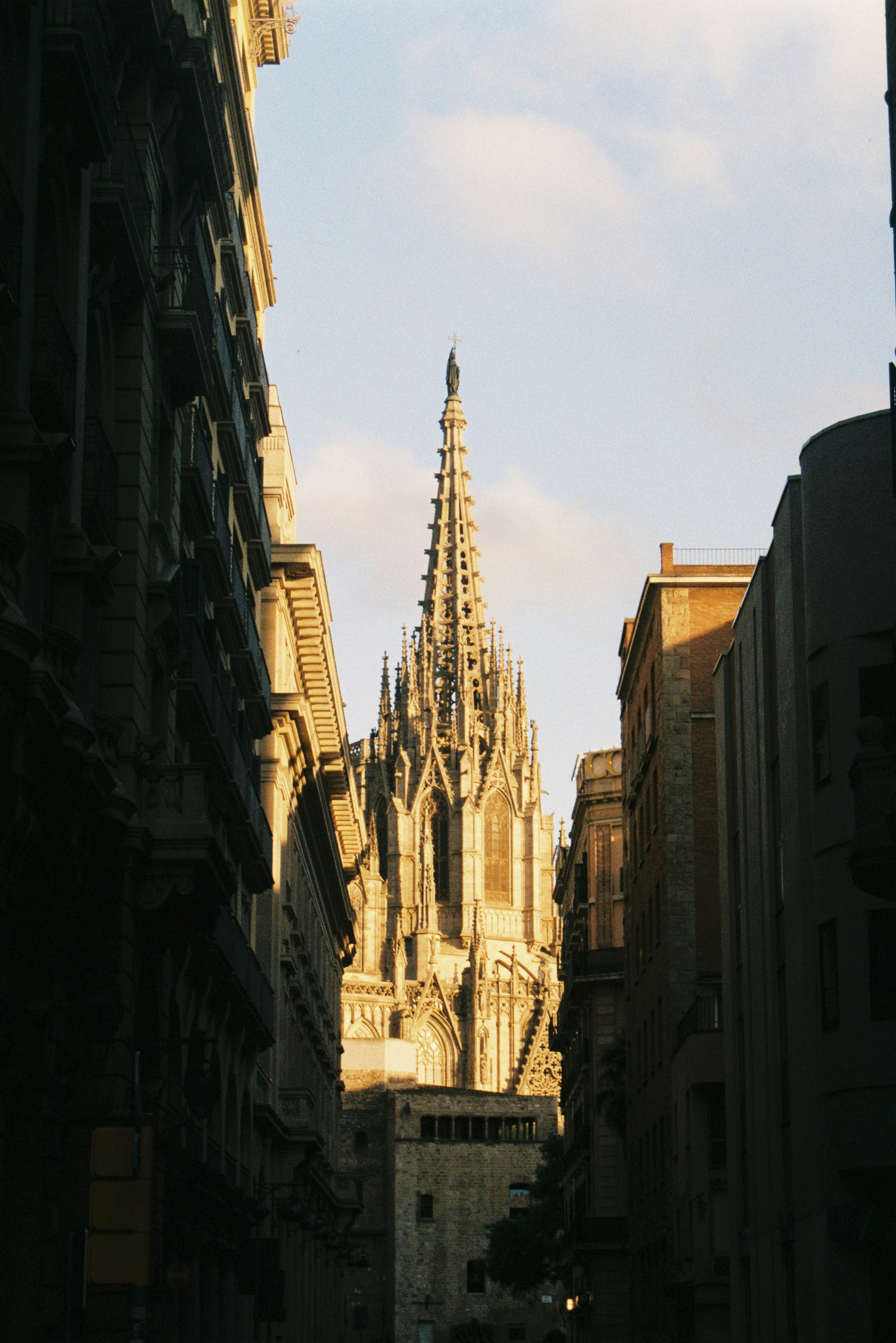 Between Shadow and Spire: A Narrow Street's Gothic Needle