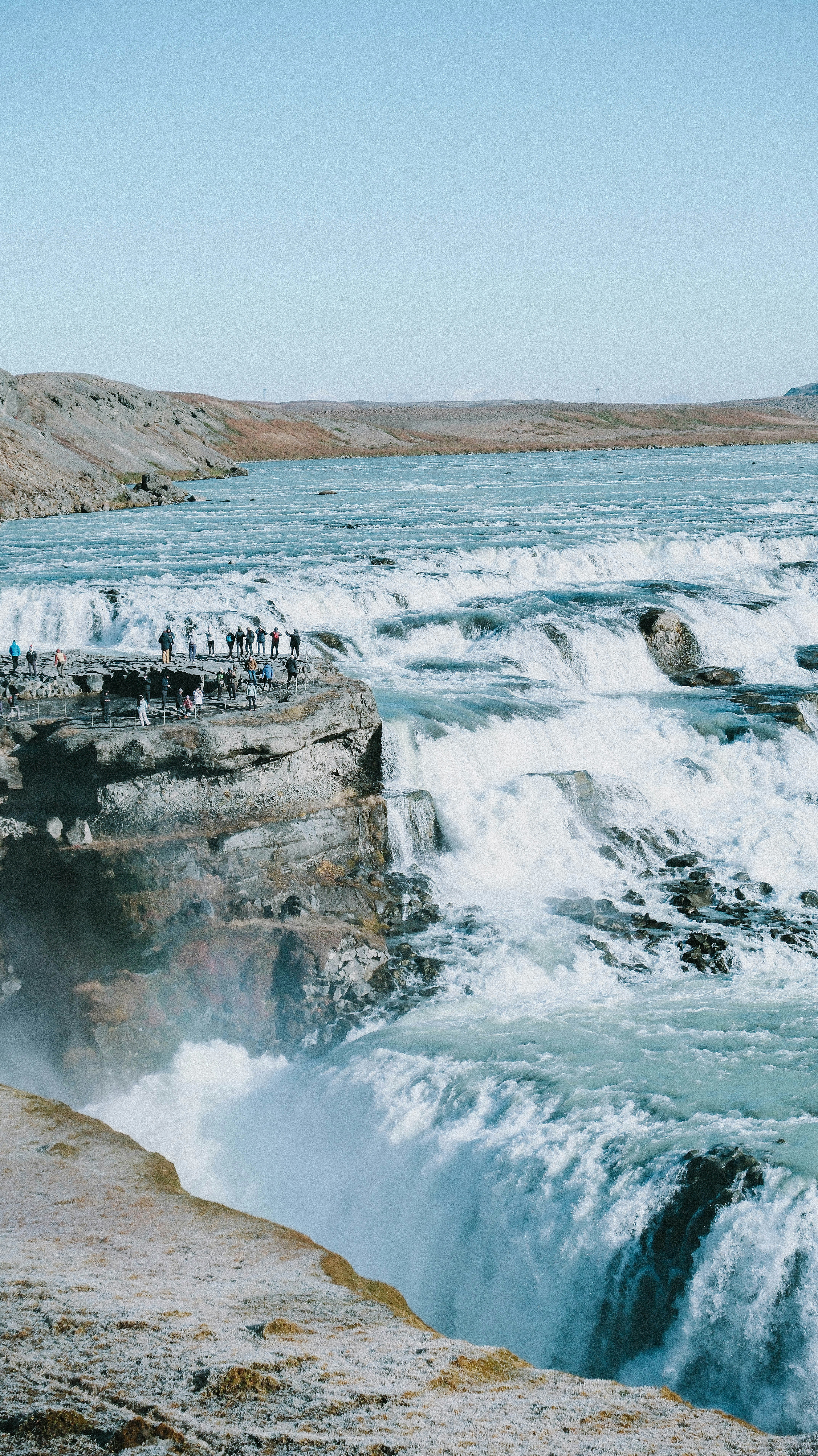 Un groupe d’oiseaux debout au bord d’une cascade photo – Image gratuite ...