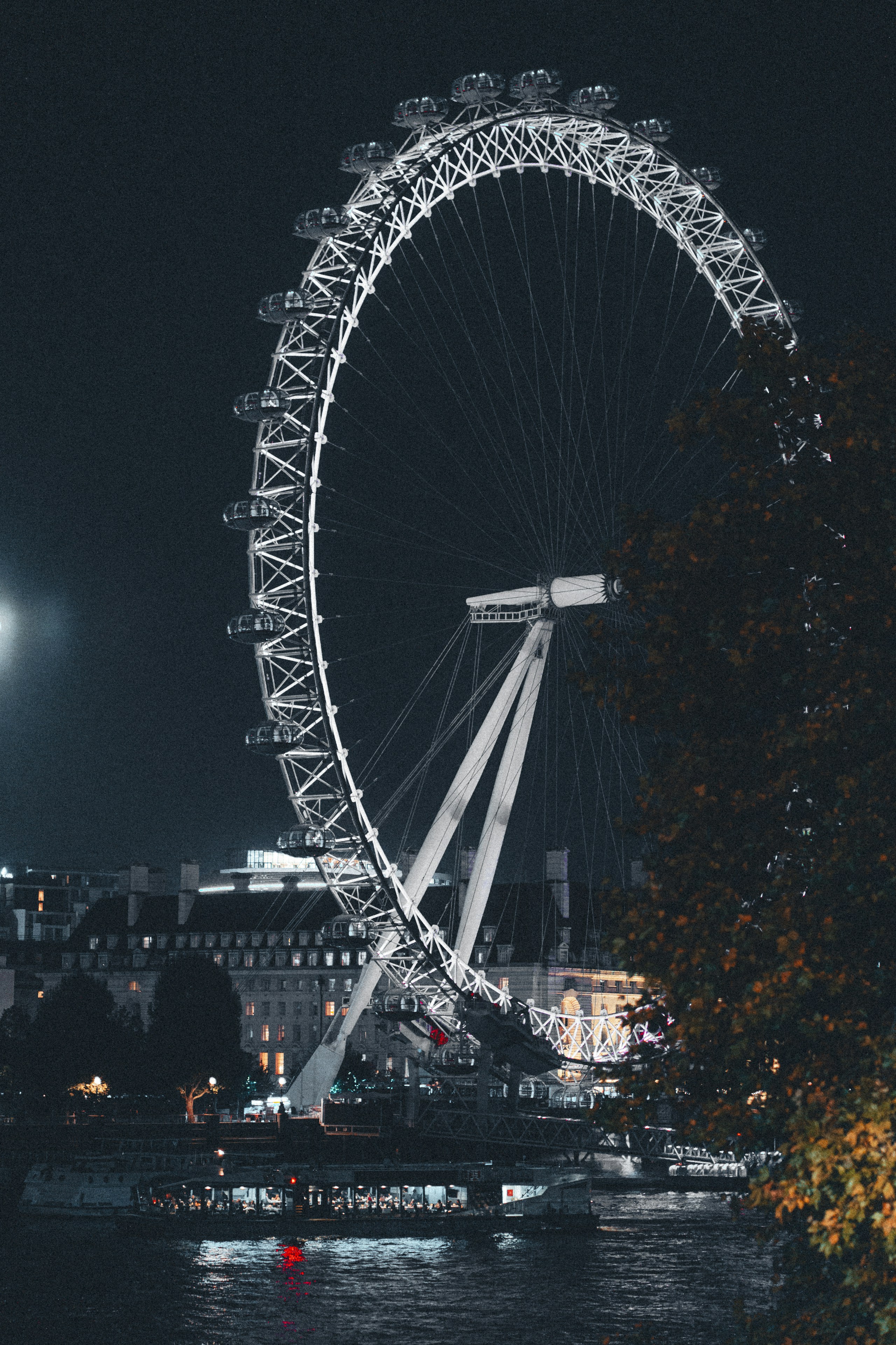 Nocturnal Orbit Over the Thames: The London Eye Illuminated