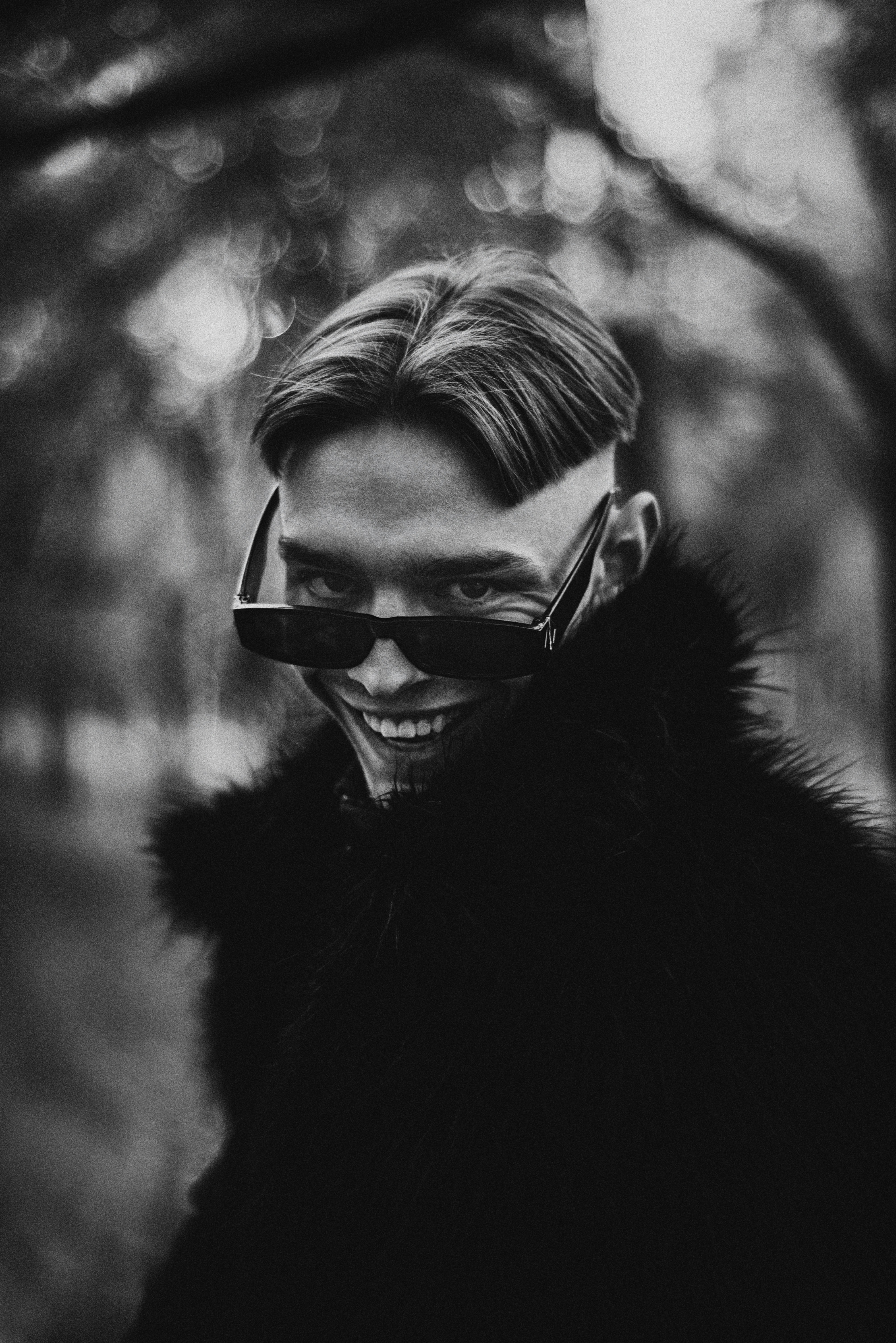 Velvet Shadow: A Smirk Beneath Monochrome Fur