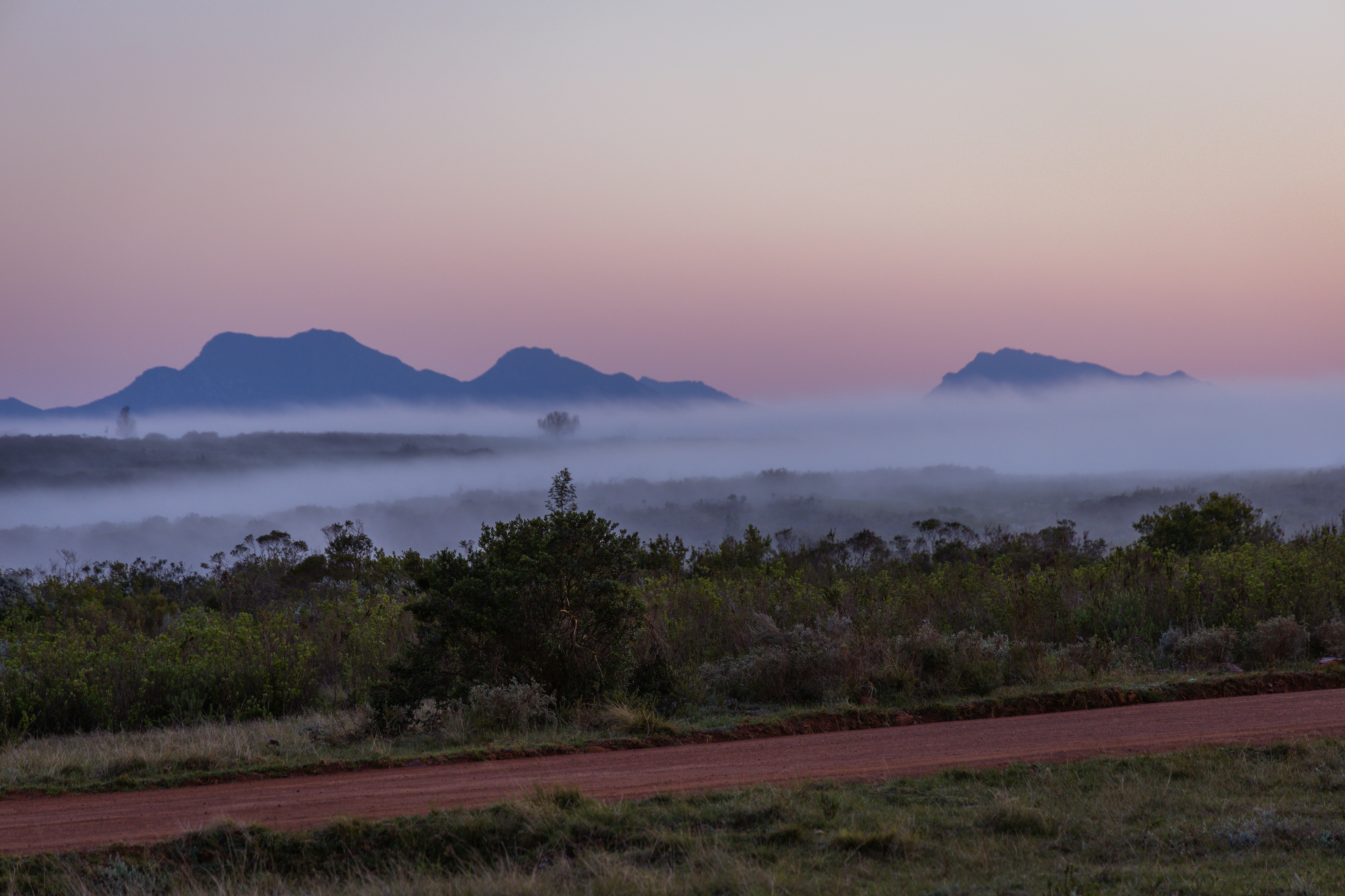 Misty Horizon over Red-Dirt Road