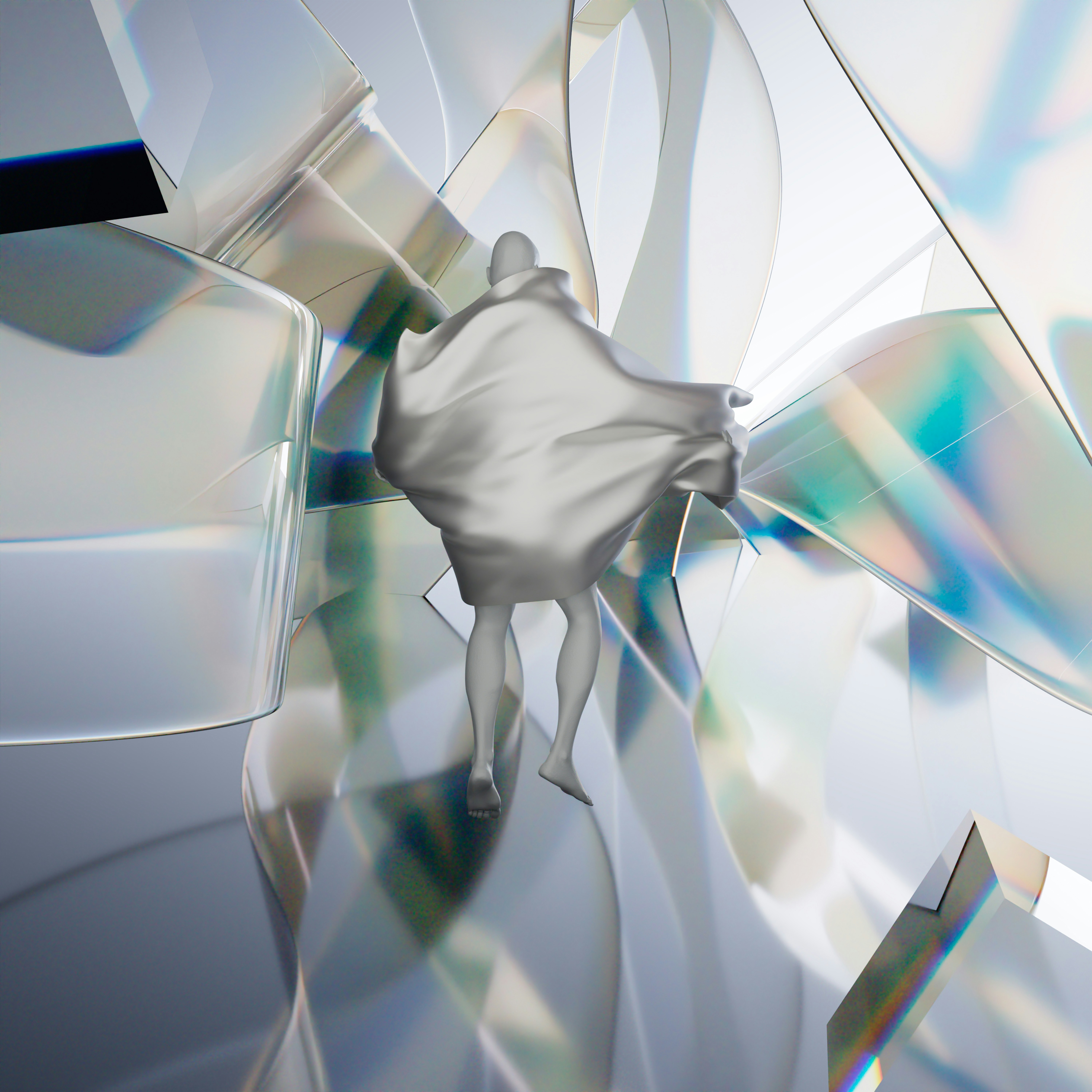 A person standing in front of a large white object photo – Free Render ...