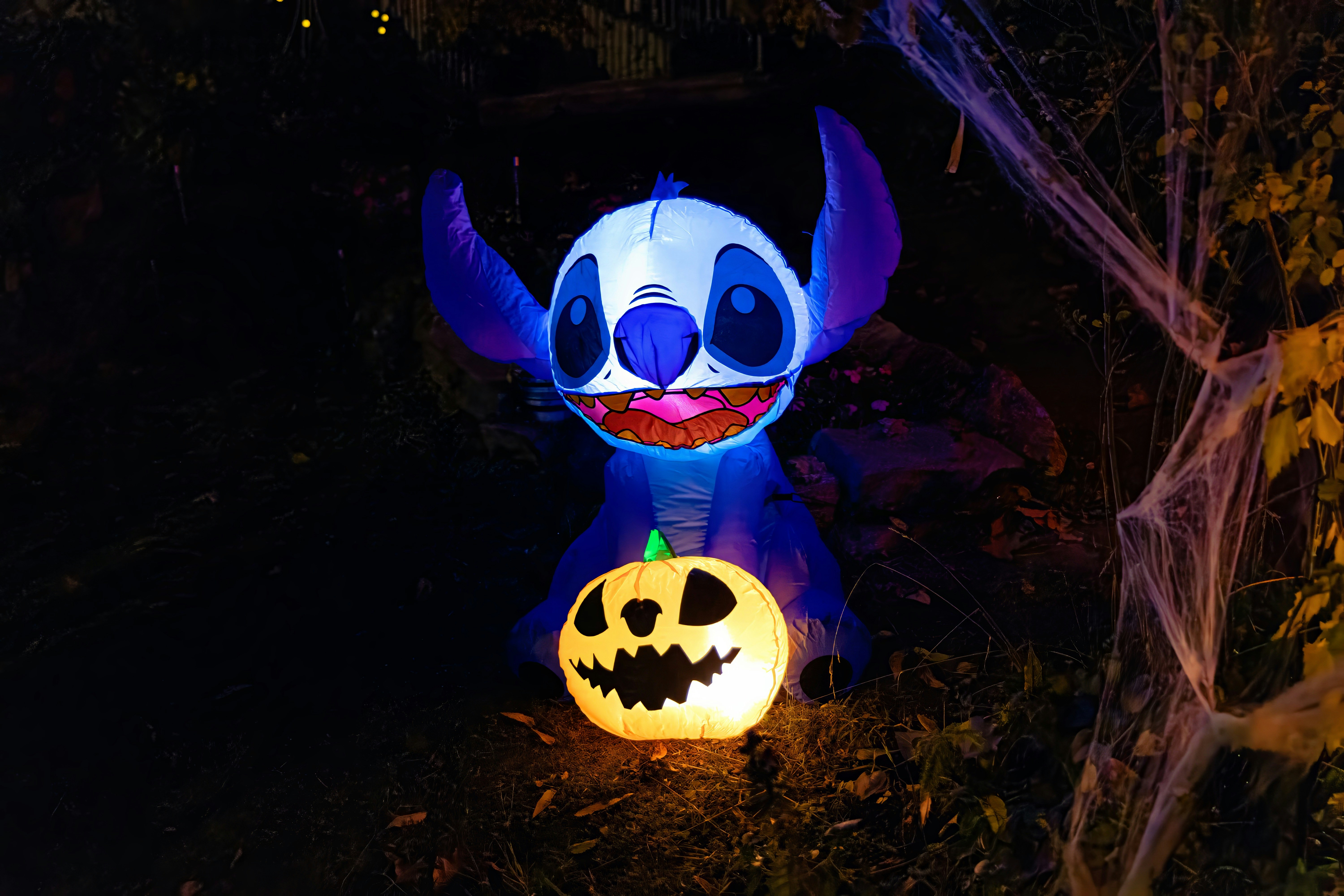 Luminous Halloween Stitch: Stare of the Pumpkin and Plush Monster