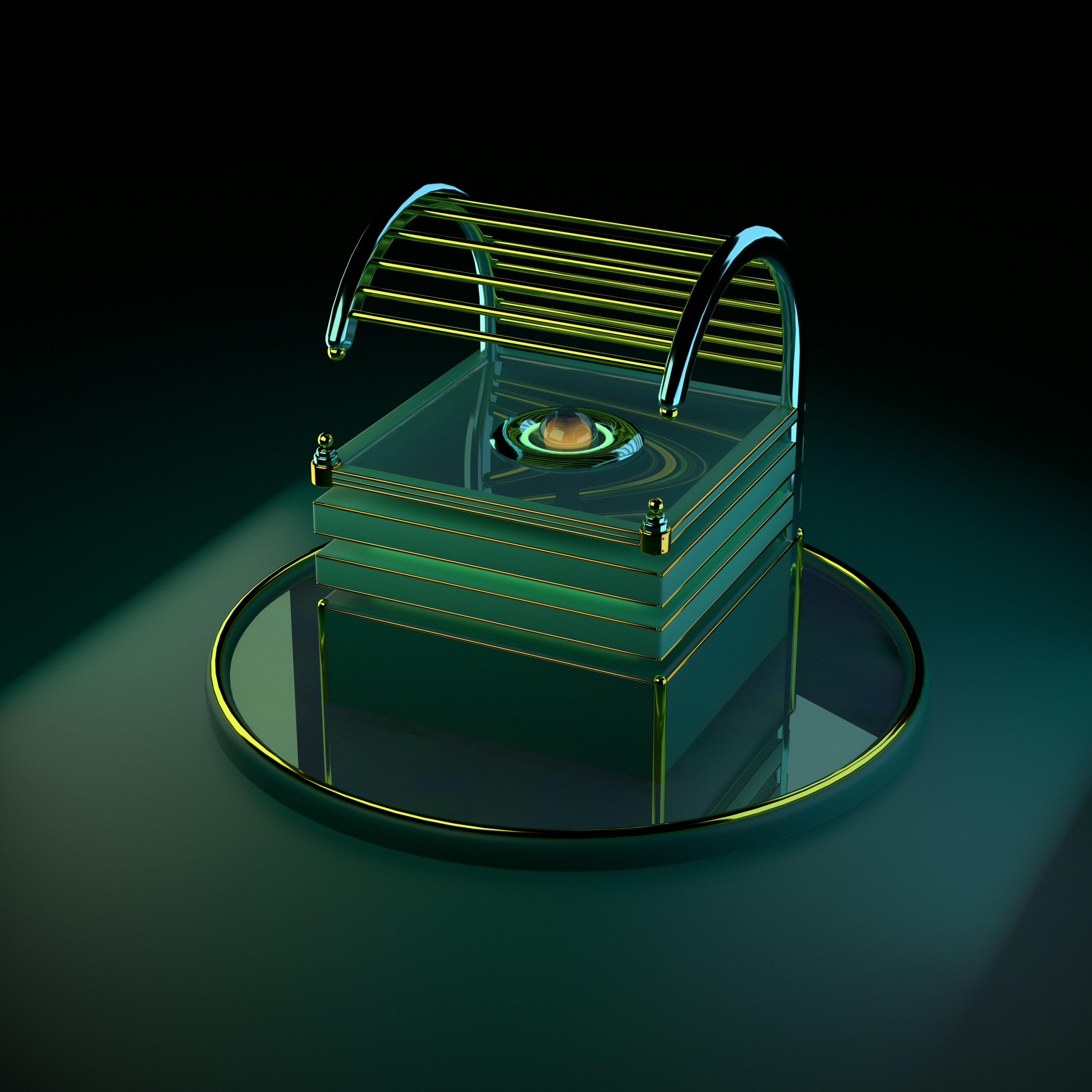 A green object with a gold rim around it photo – Free Vray Image on ...