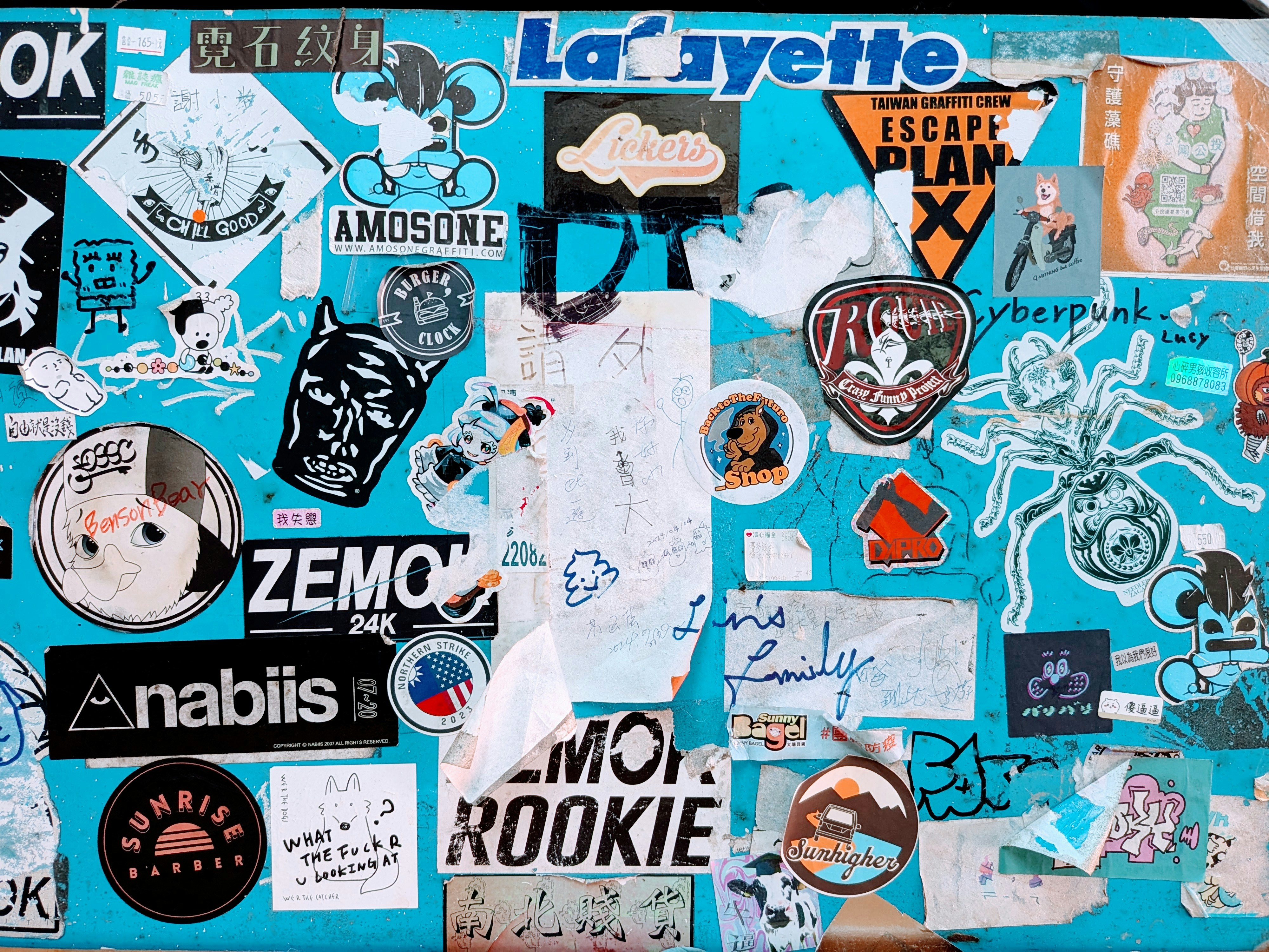A bag with many stickers all over it photo – Free Woman Image on Unsplash