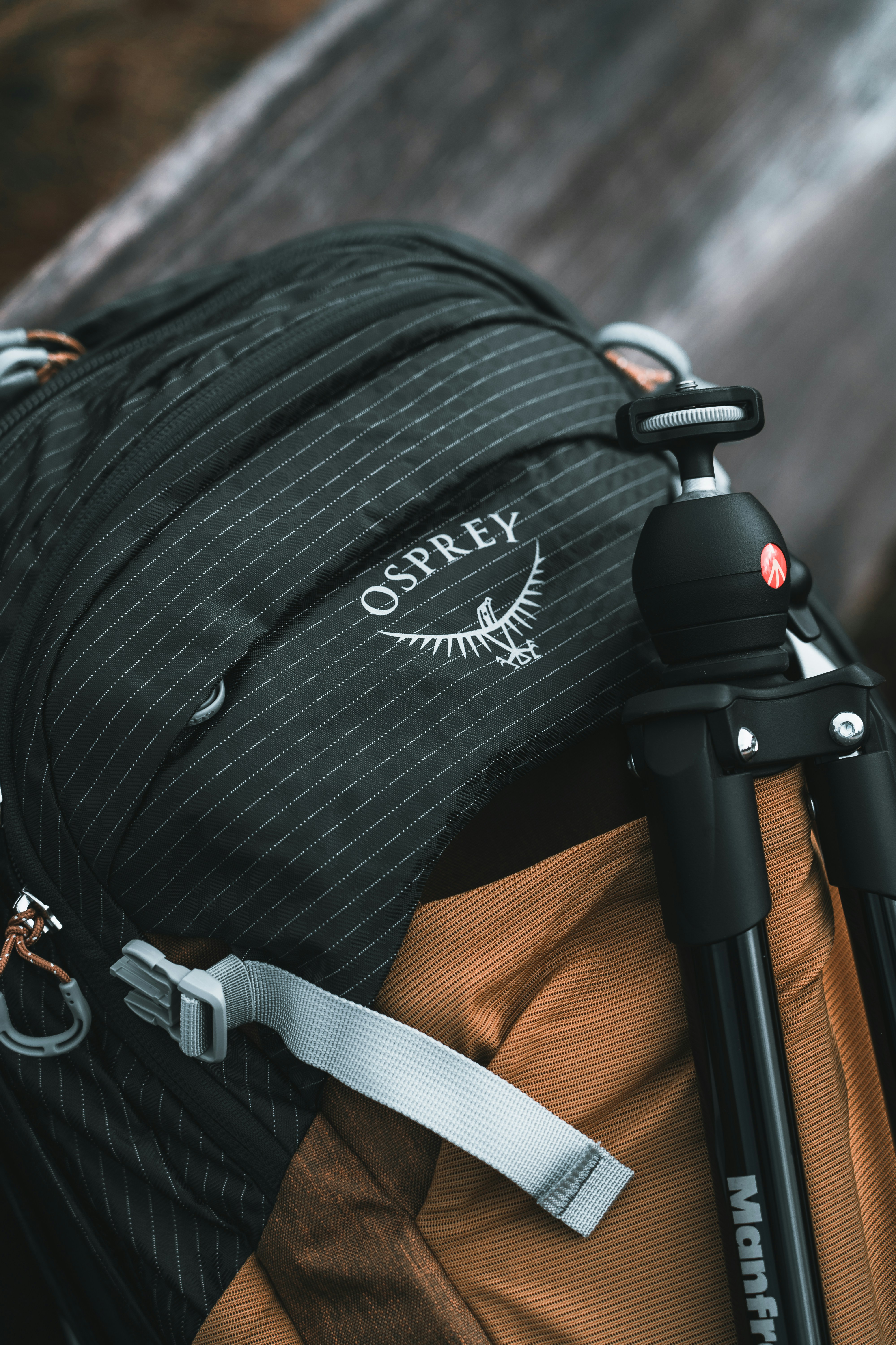 A close up of a backpack with a camera attached to it photo – Free ...