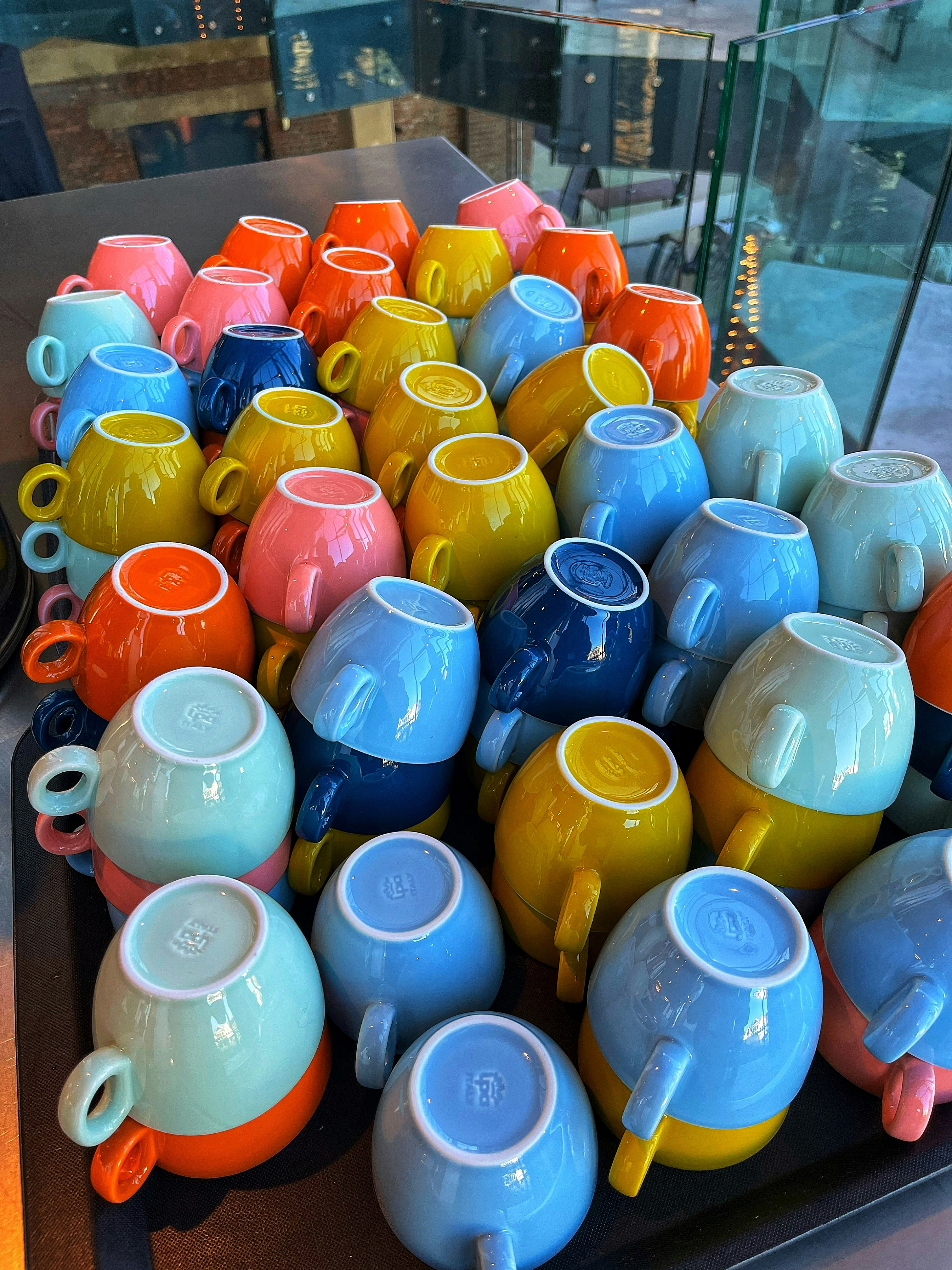 Ceramic Color Parade: A Tableful of Glossy Mugs