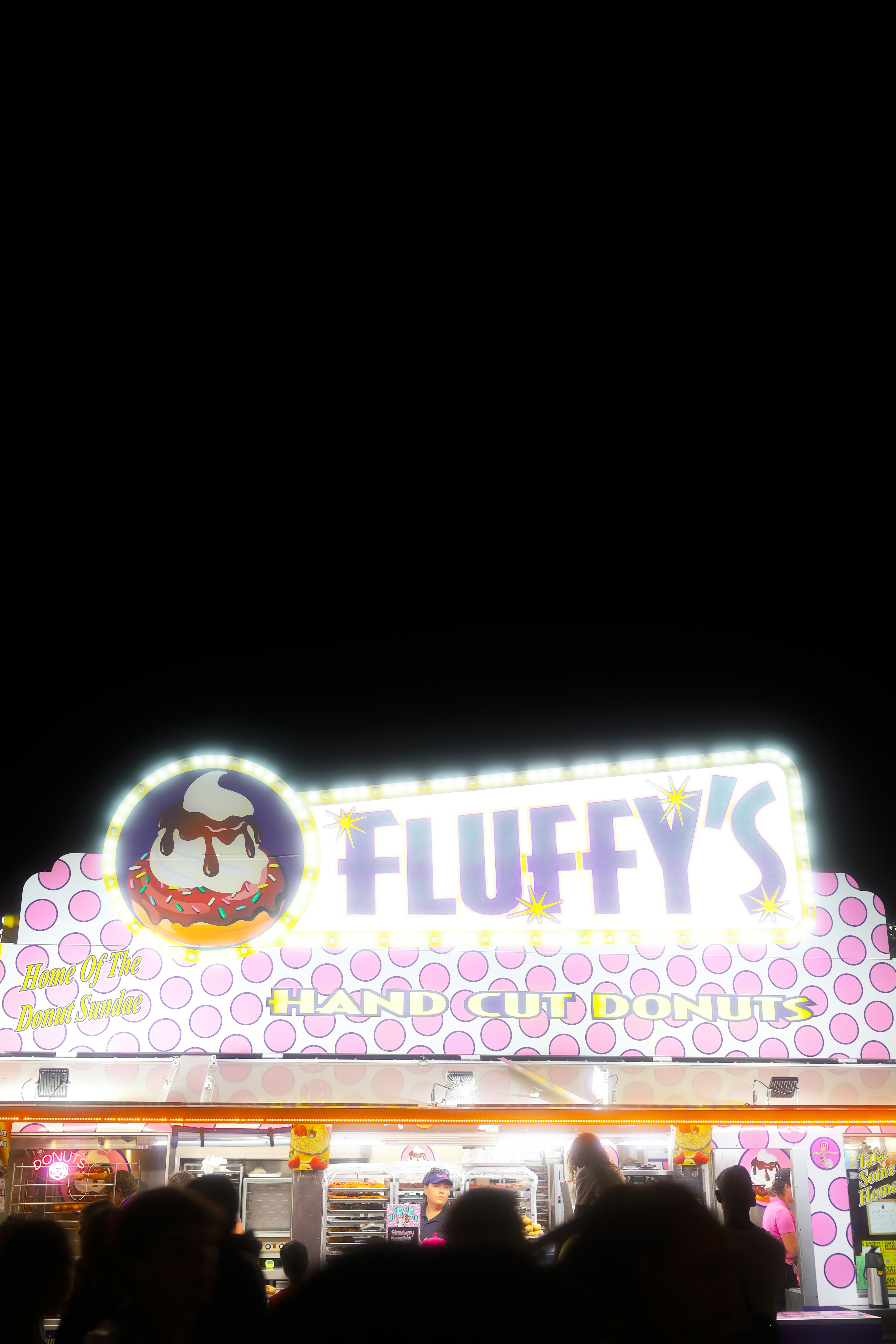 Neon Glaze: Fluffy's Donut Stand at Twilight