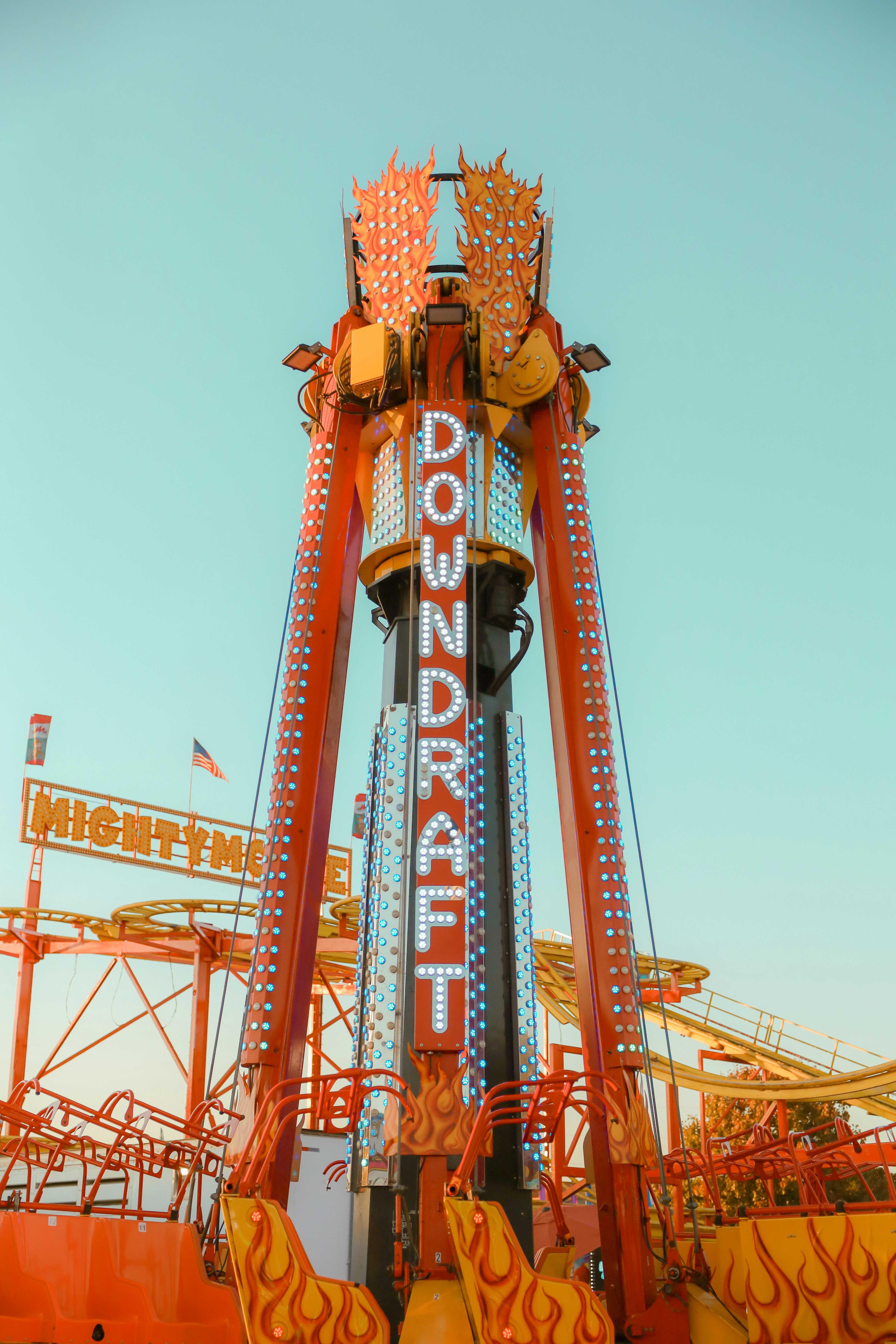 An amusement park ride with a fire theme photo – Free Autumn Image on ...