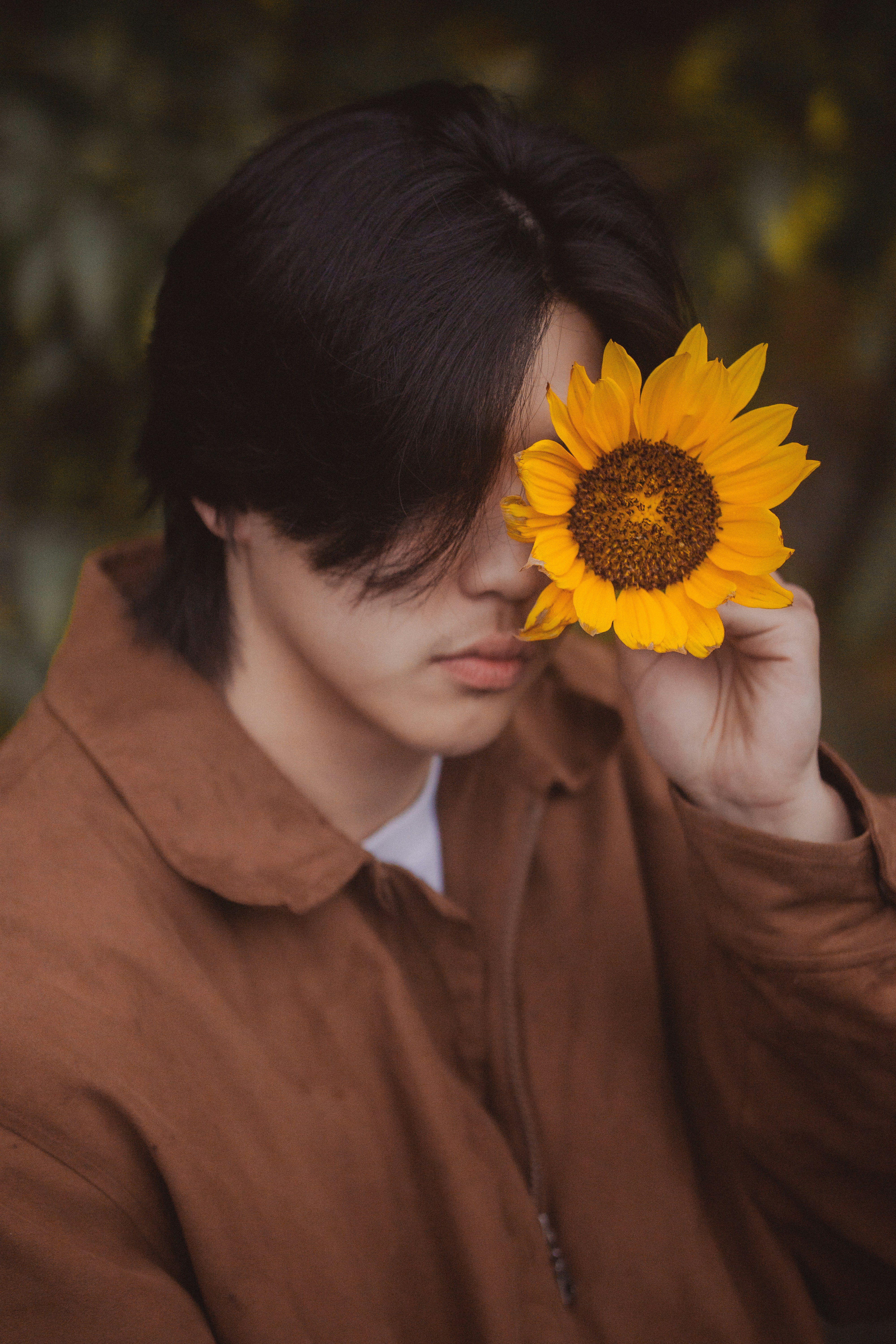Sunflower Veil: A Quiet Portrait with Golden Bloom