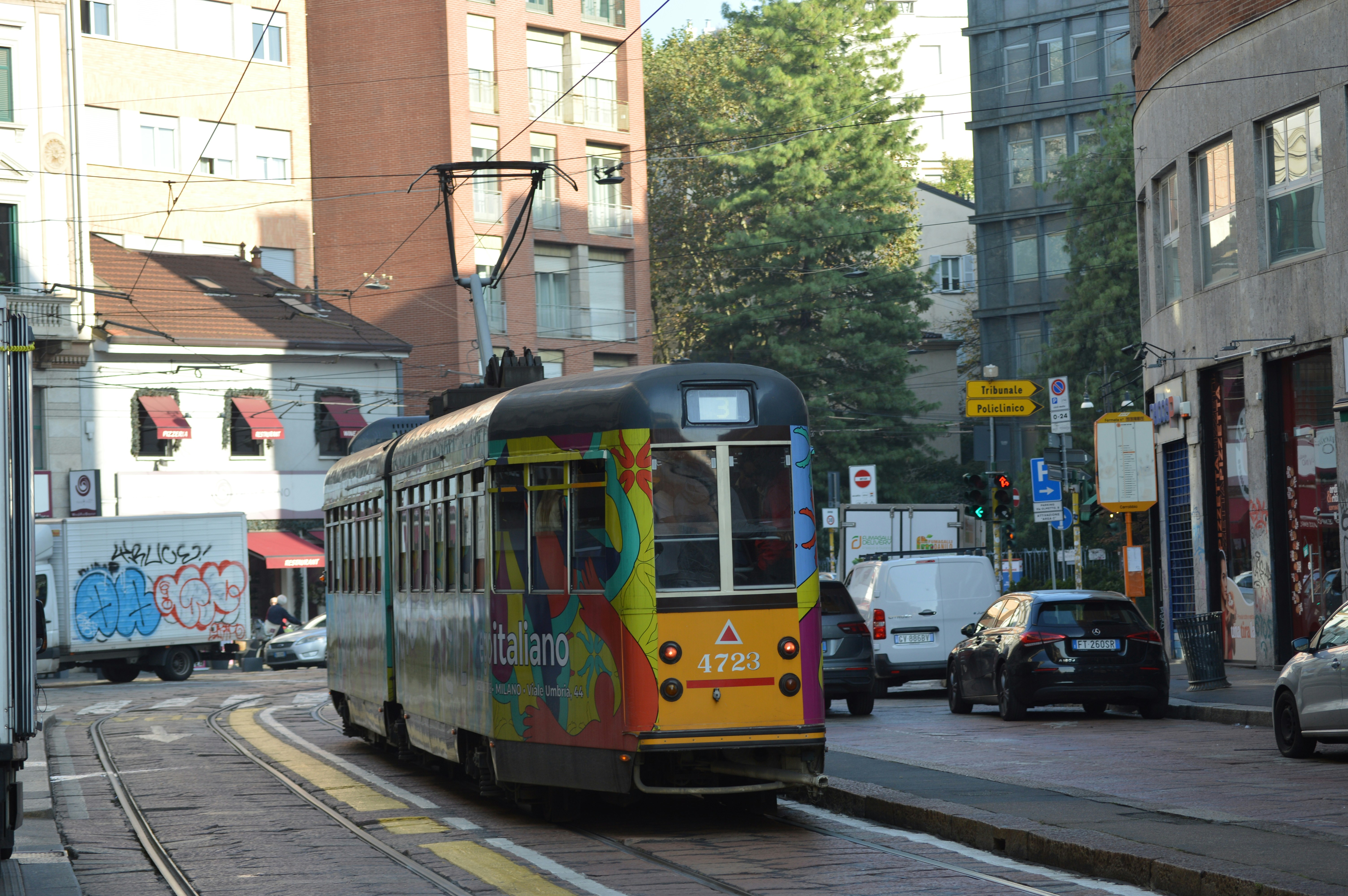 Tram in the City: Colorful Carriage Rides the Urban Rails