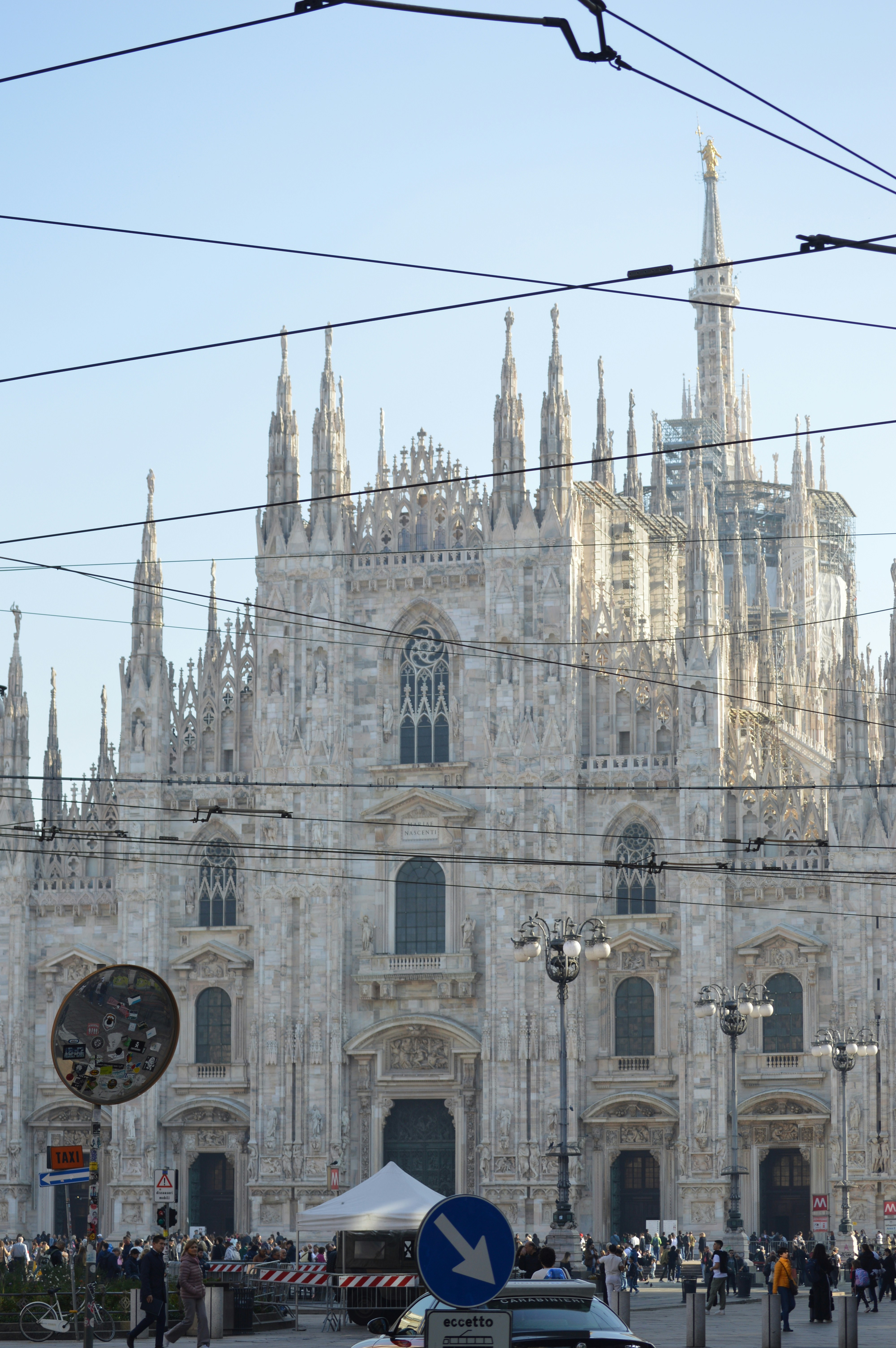 Duomo di Milano: Gothic Facade Framed by Urban Wires