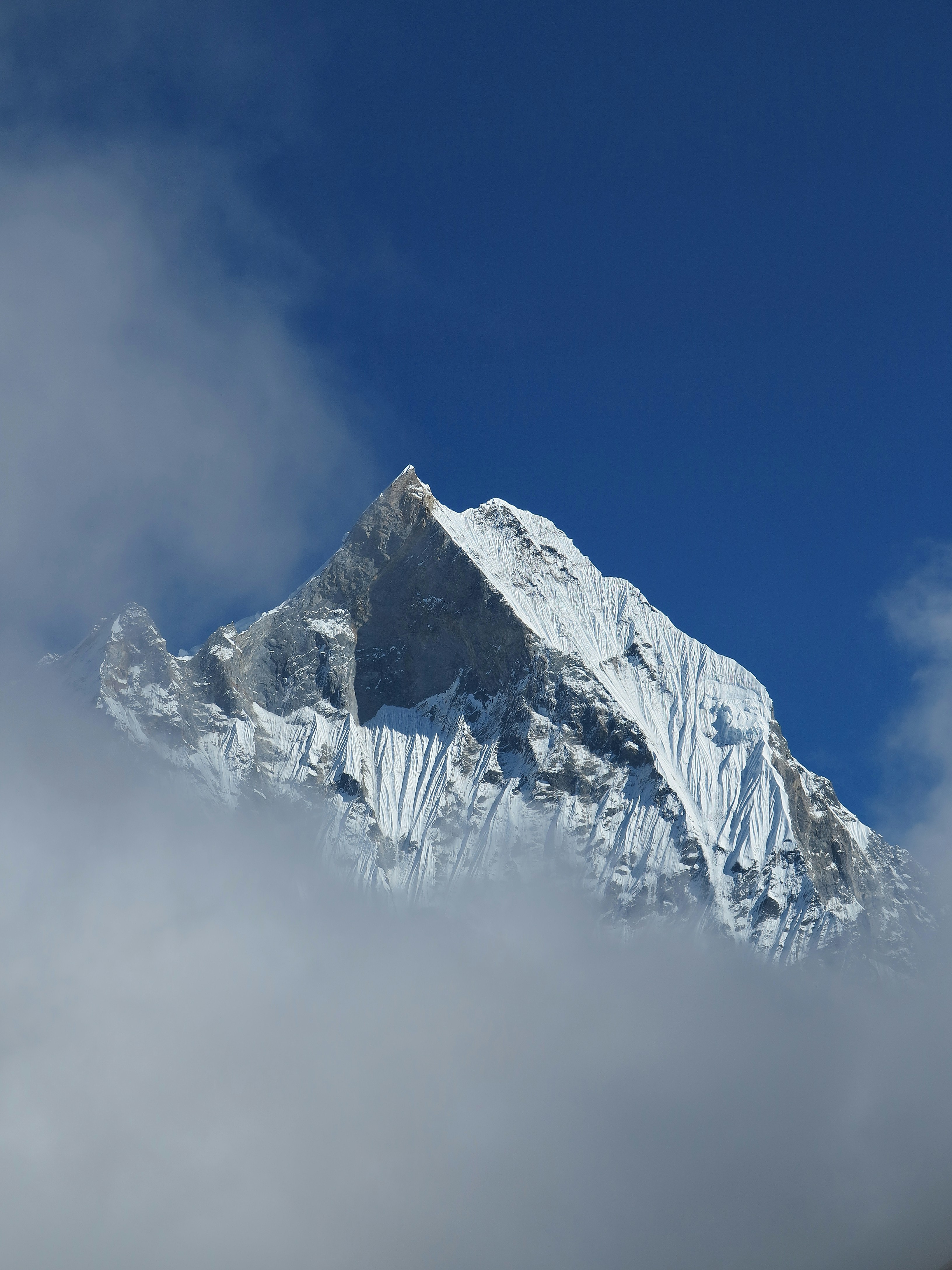 Great shot of the mighty Machapuchhre mountain shot from the trail to Annapurna Base Camp.