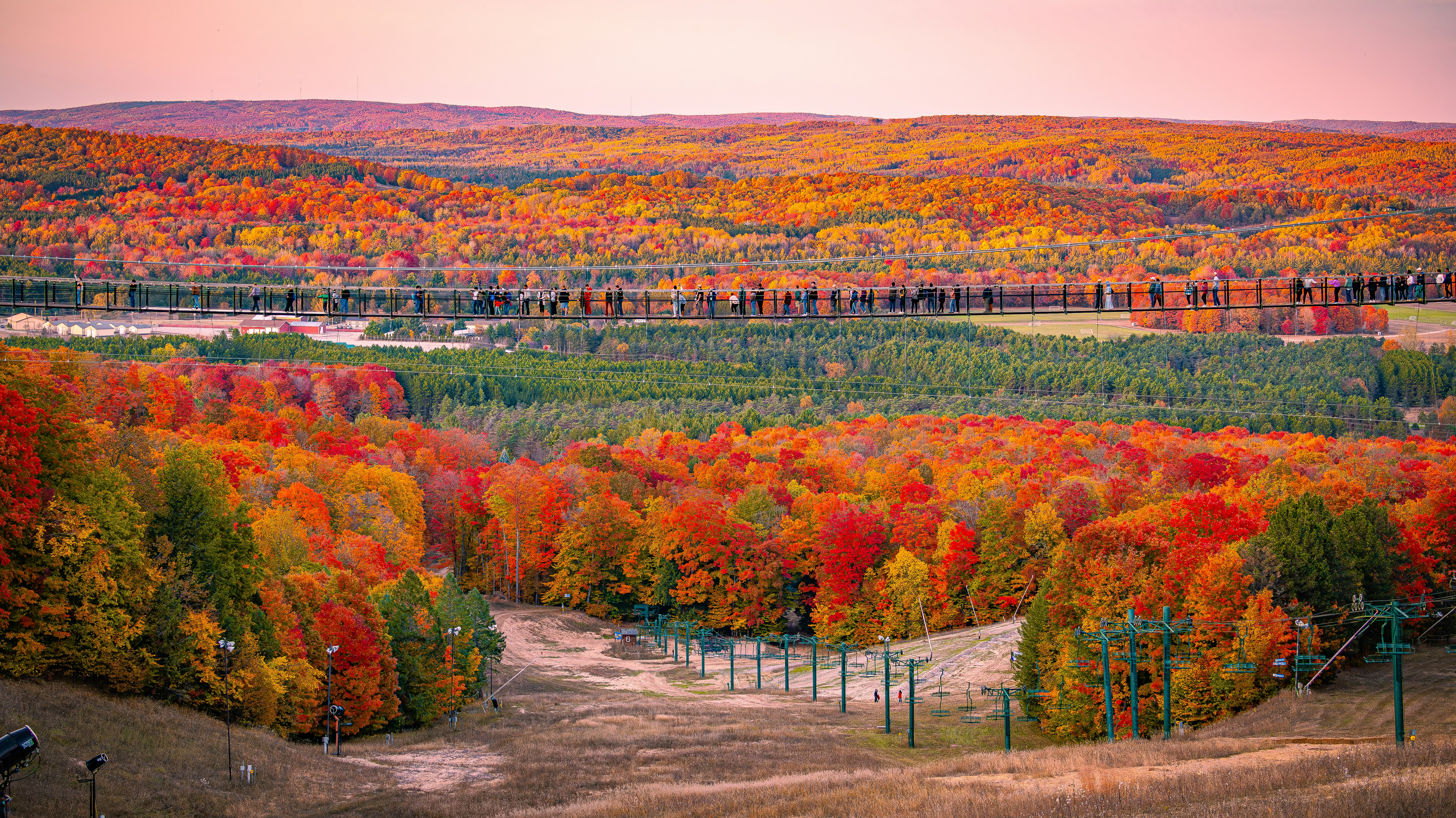 Ropeway Through an Autumn Fire Valley