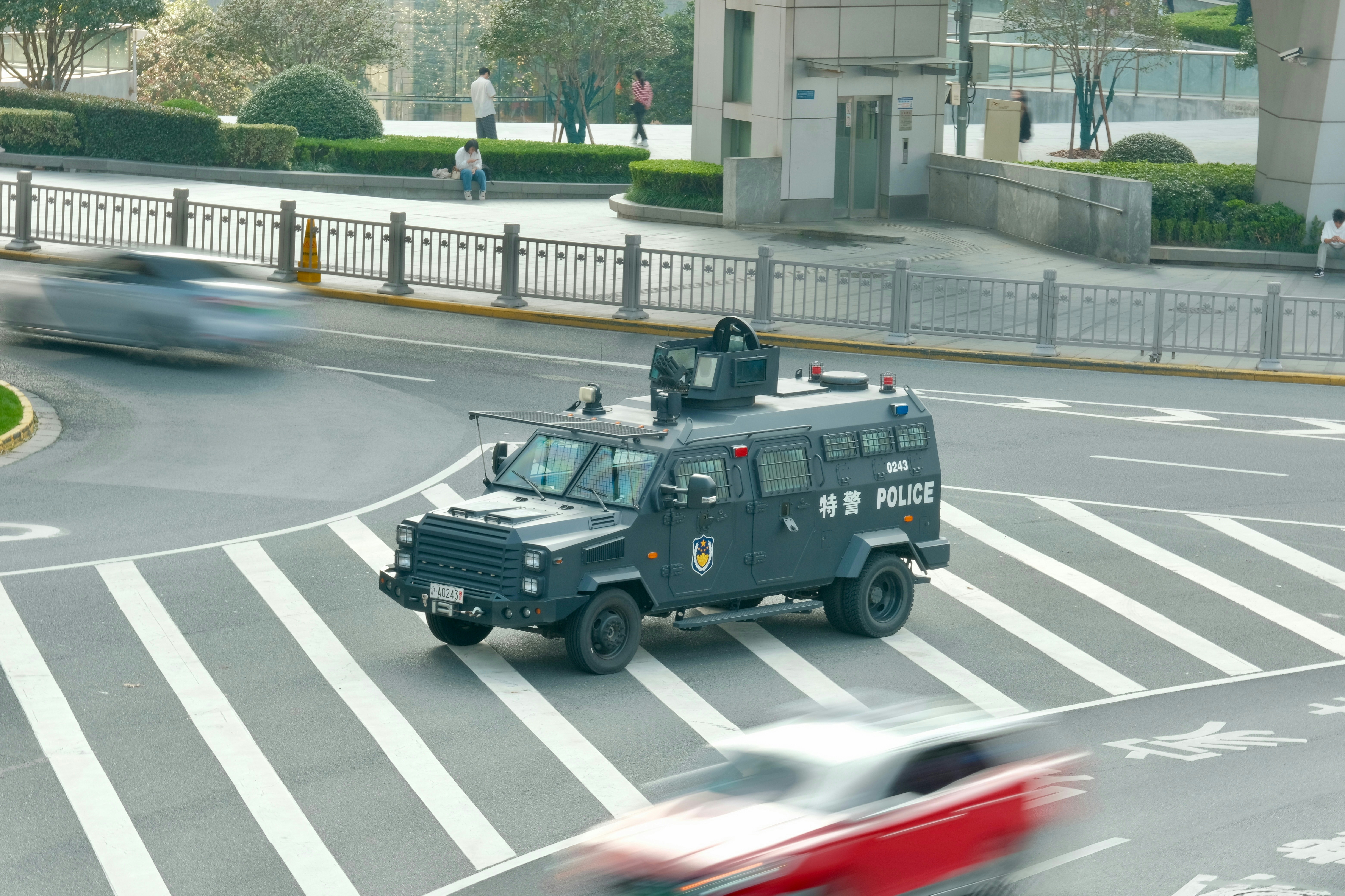 Armored Patrol in the City Intersection