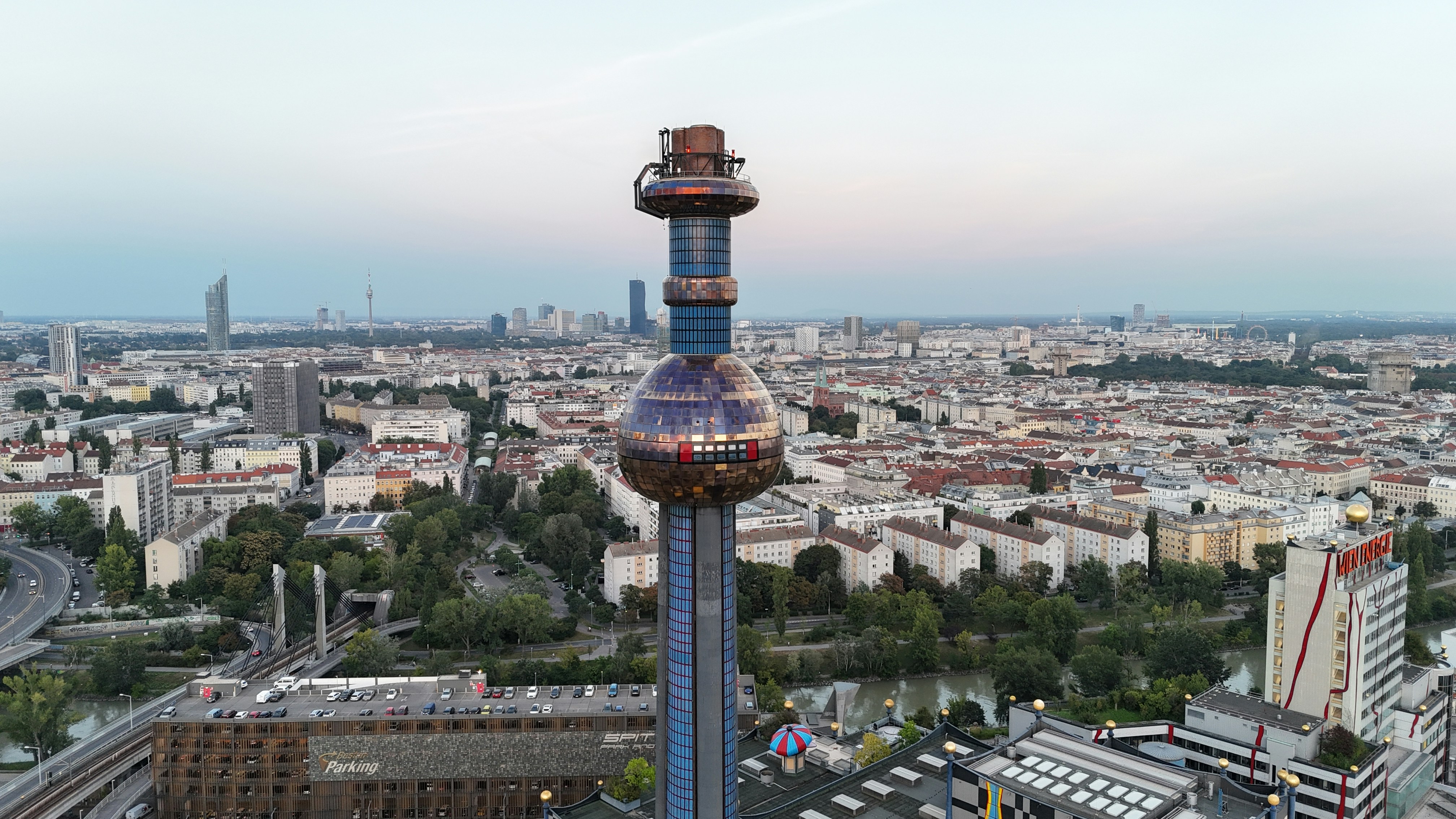 A view of a city from a tall building