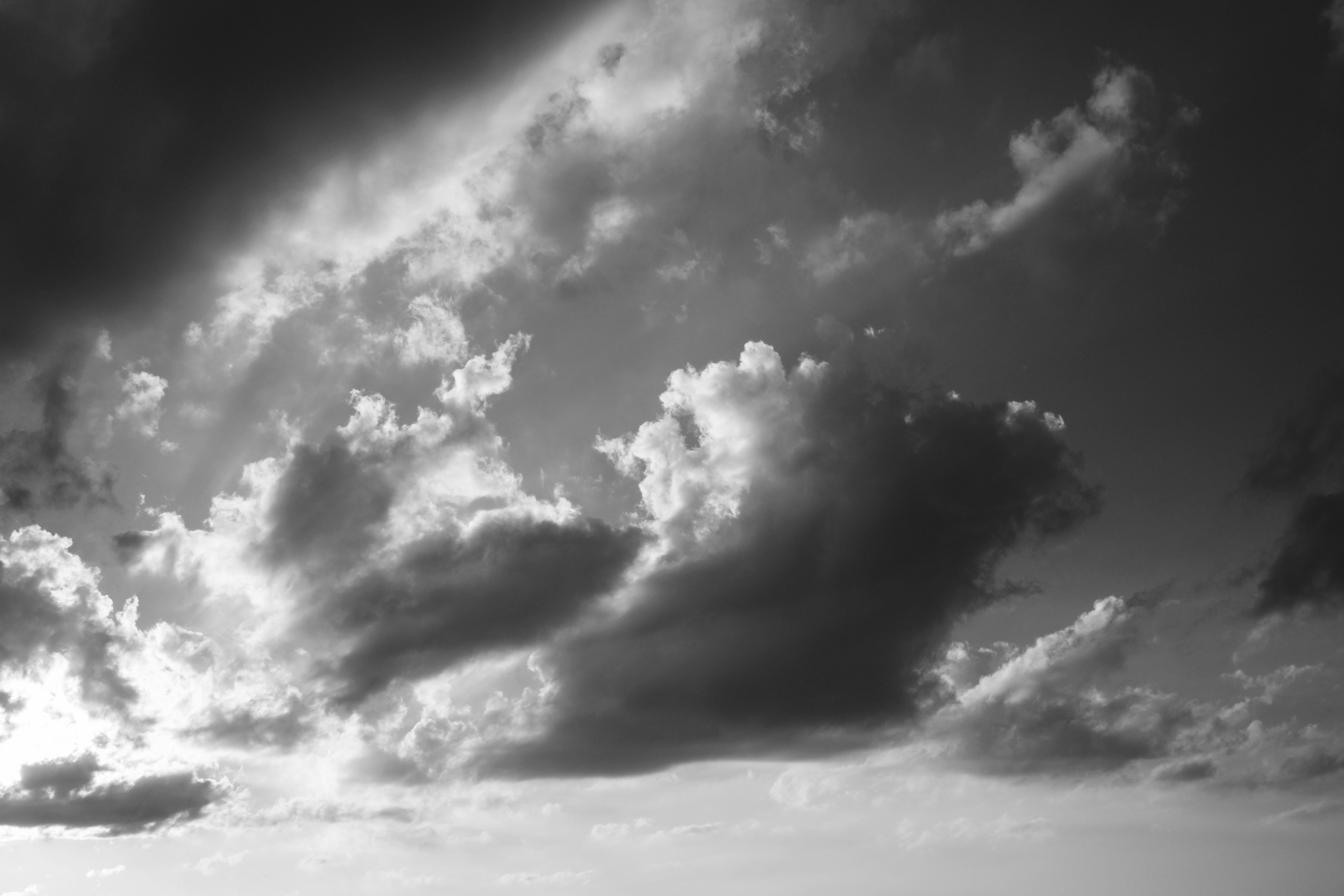 clouds in black and white