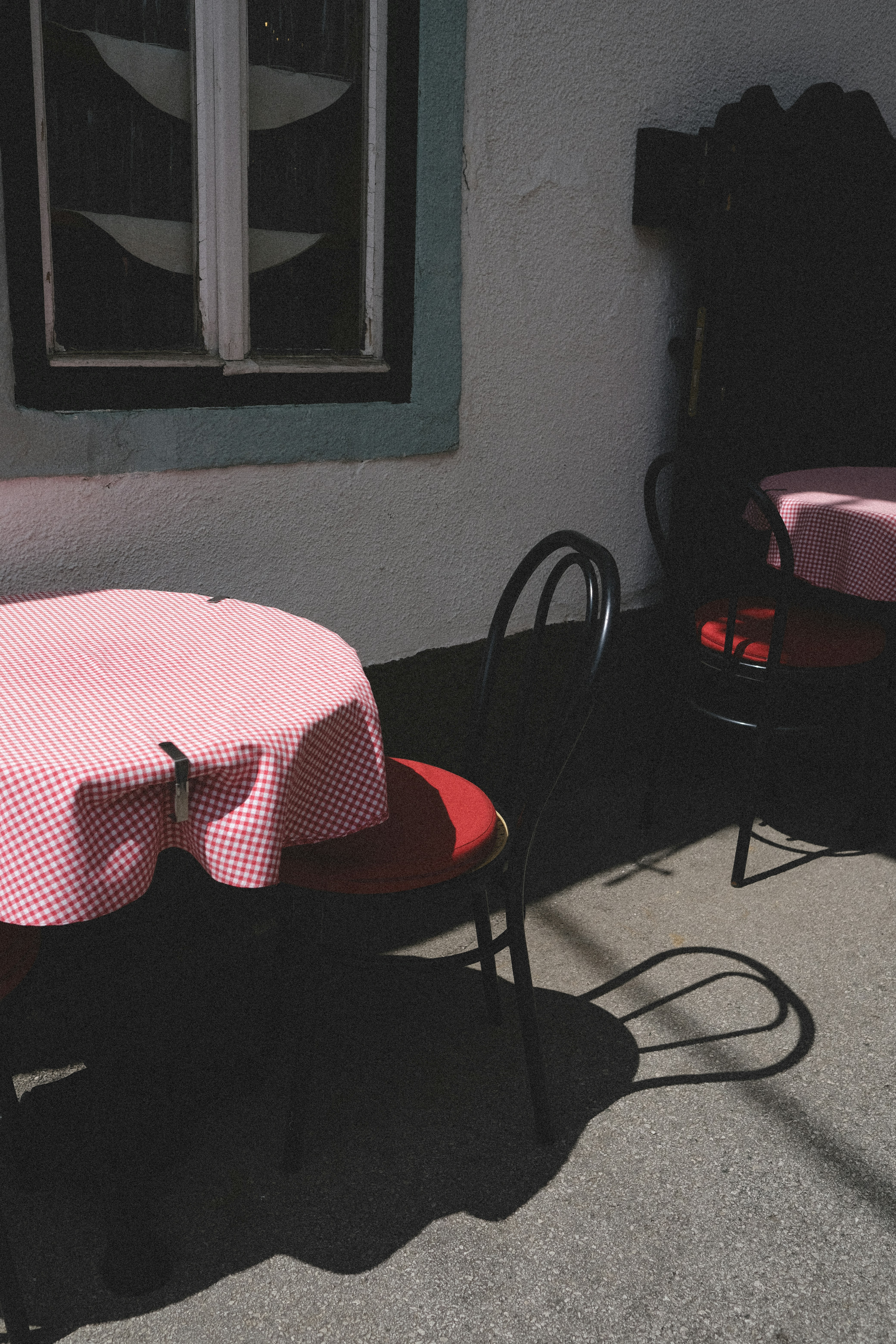 Pink-Checked Tableau in Dappled Noon Light