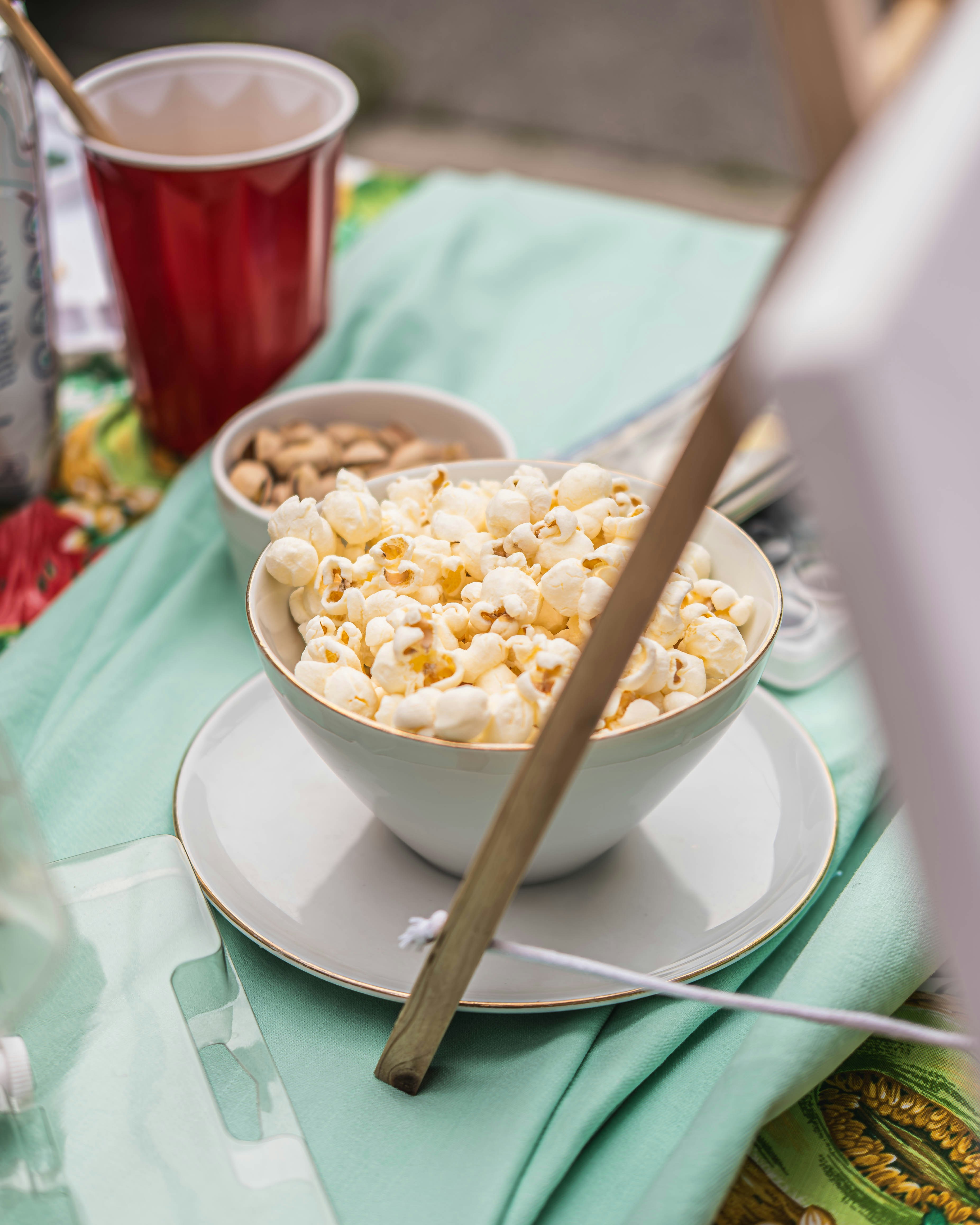 Popcorn at the Picnic Table: A Casual Snack Spread