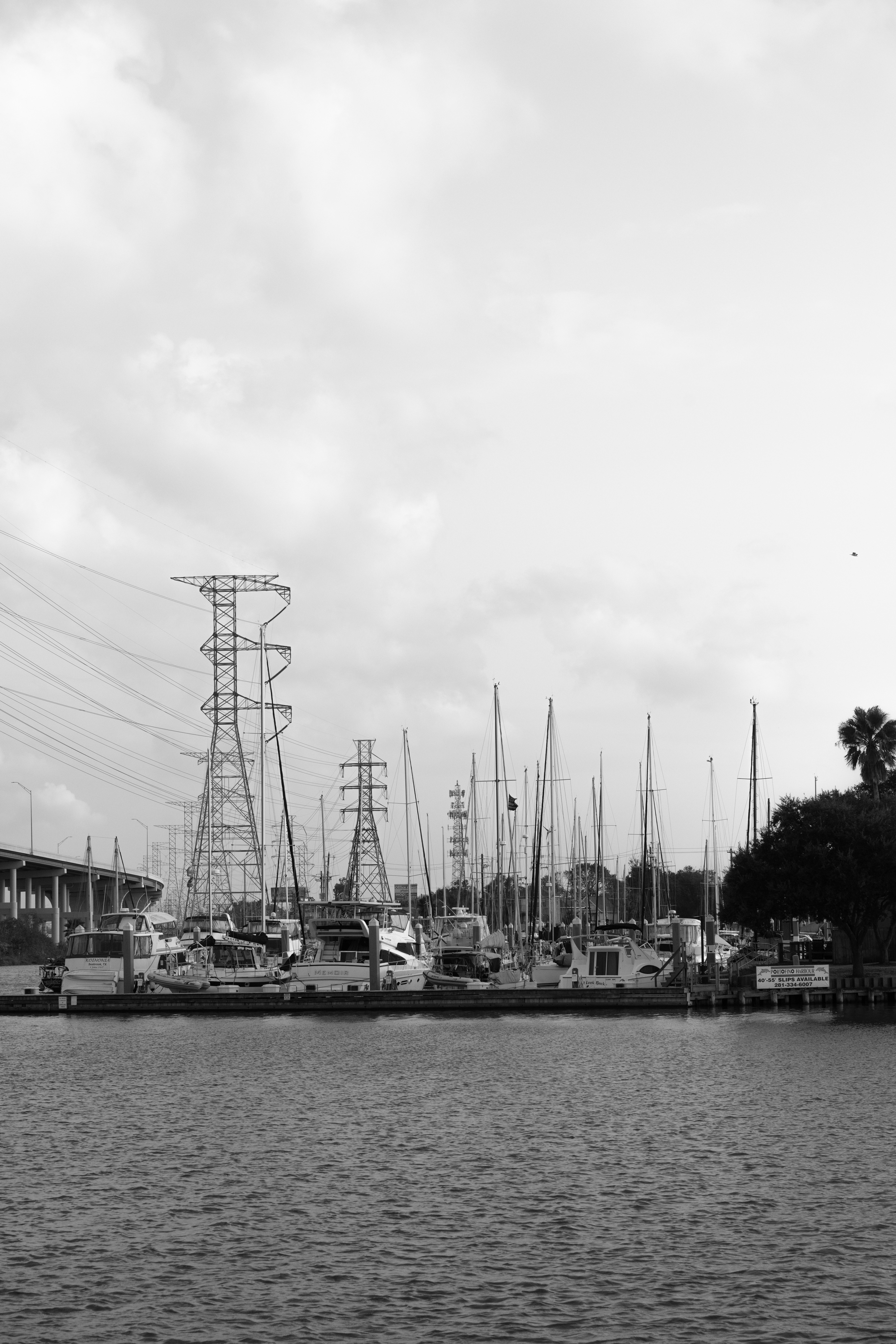 Grayscale Harbor: Masts, Towers, and Quiet Currents