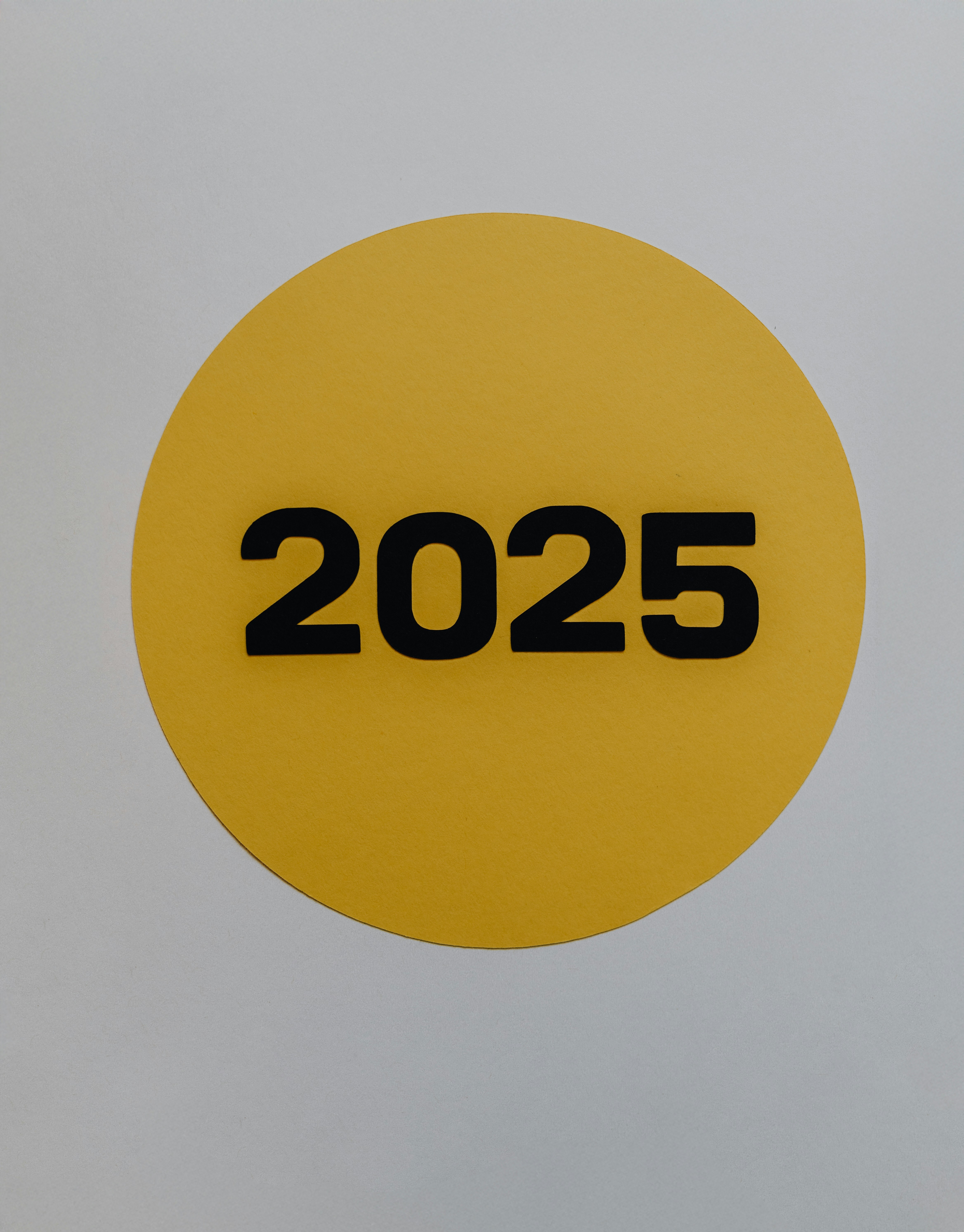 Yellow circle with bold black '2025' centered against a plain background.