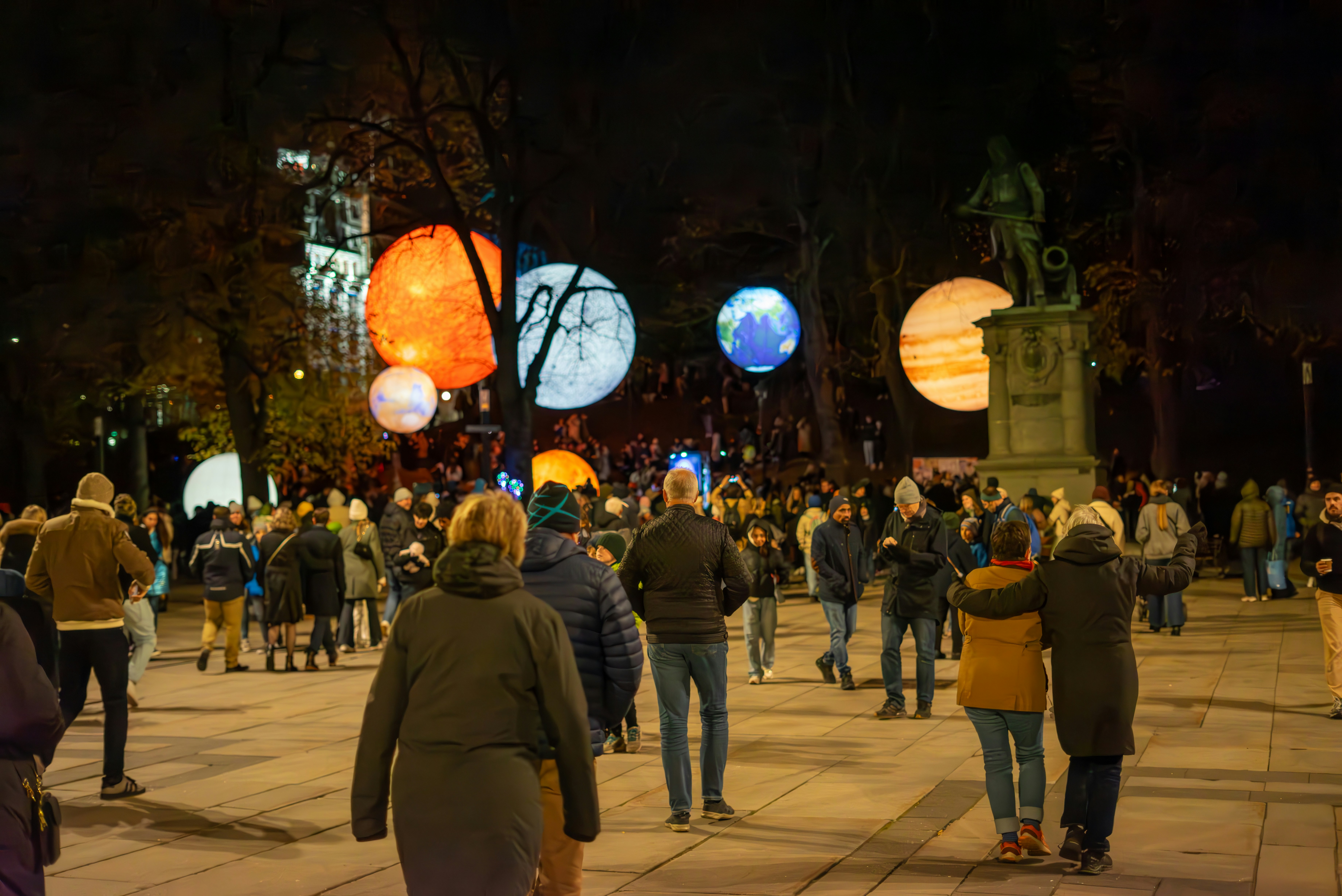 Celestial Parade in Urban Nightscape