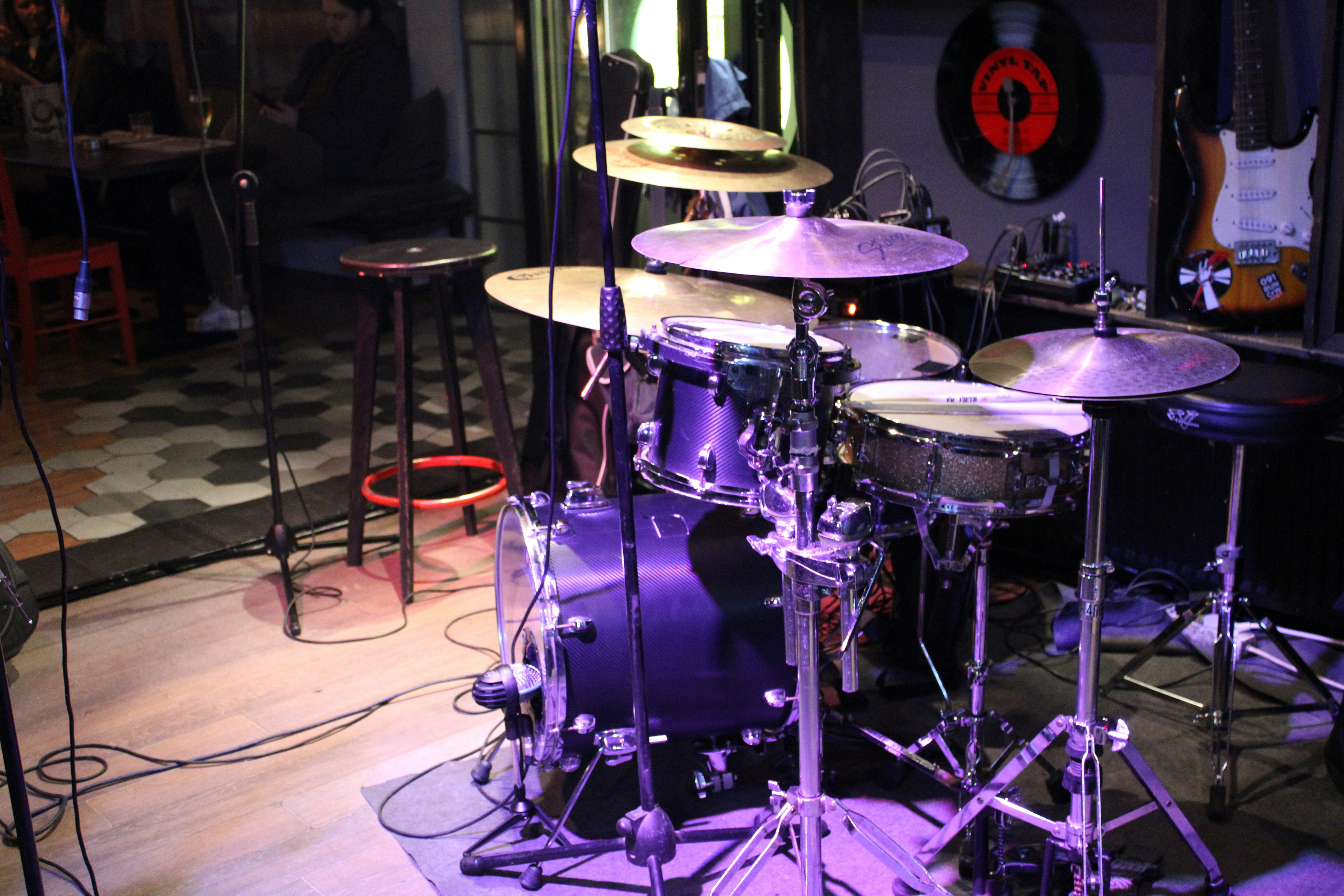 A drum set up in a recording studio photo – Free Rock kafana „rustikana ...