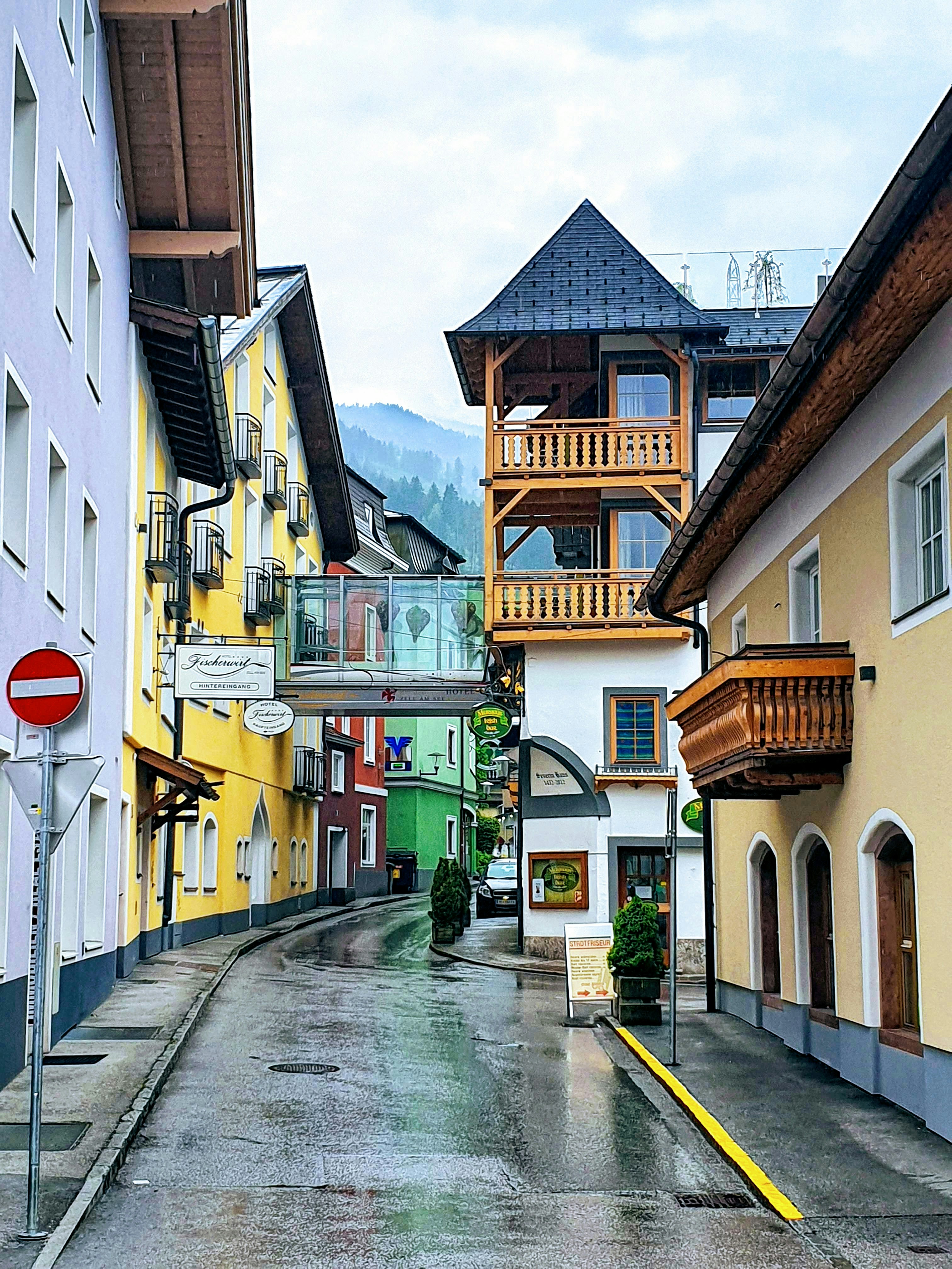 Pastel Lane of Alpine Facades