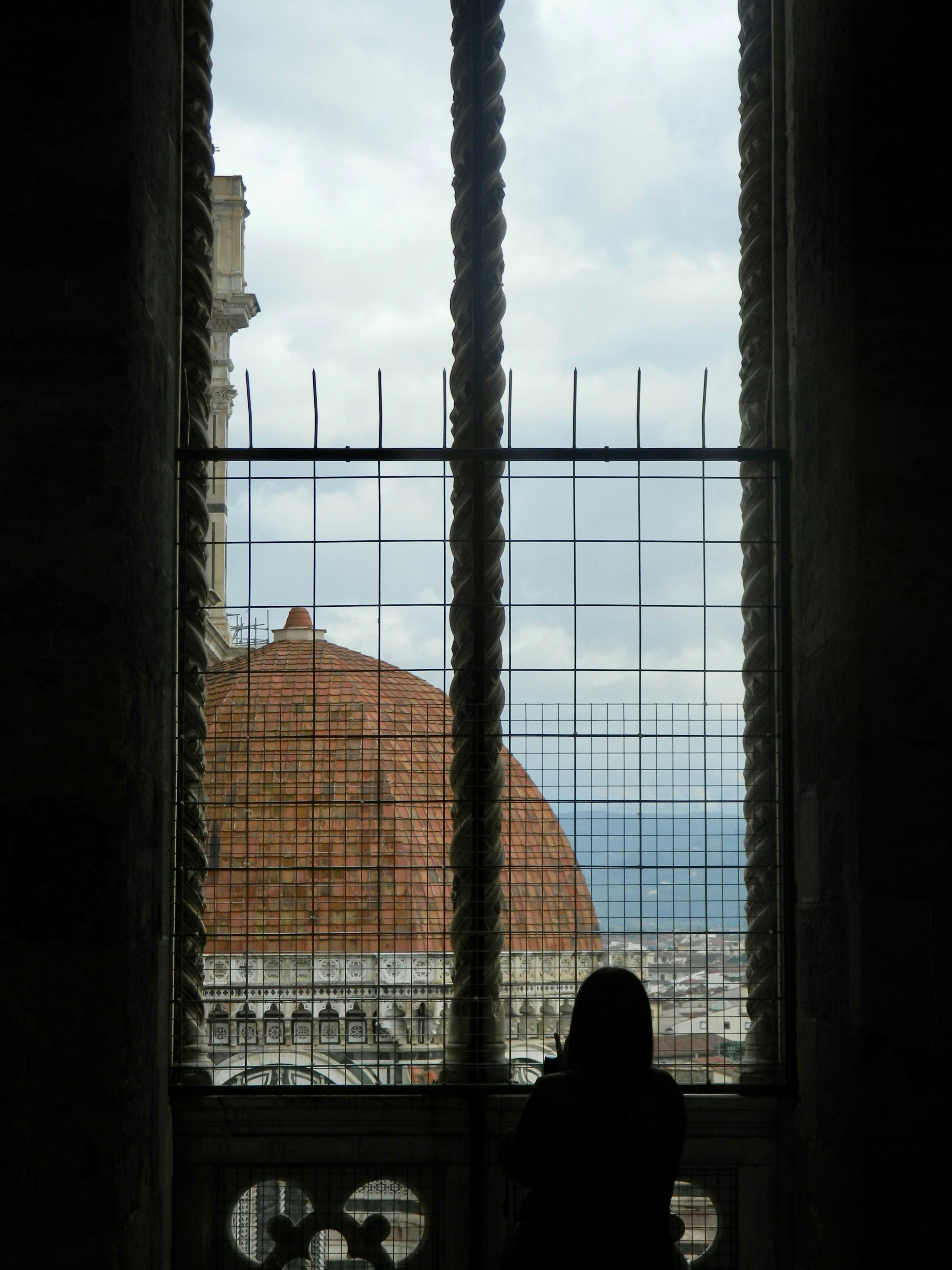 Crimson Dome Framed by Wrought-Iron Grilles