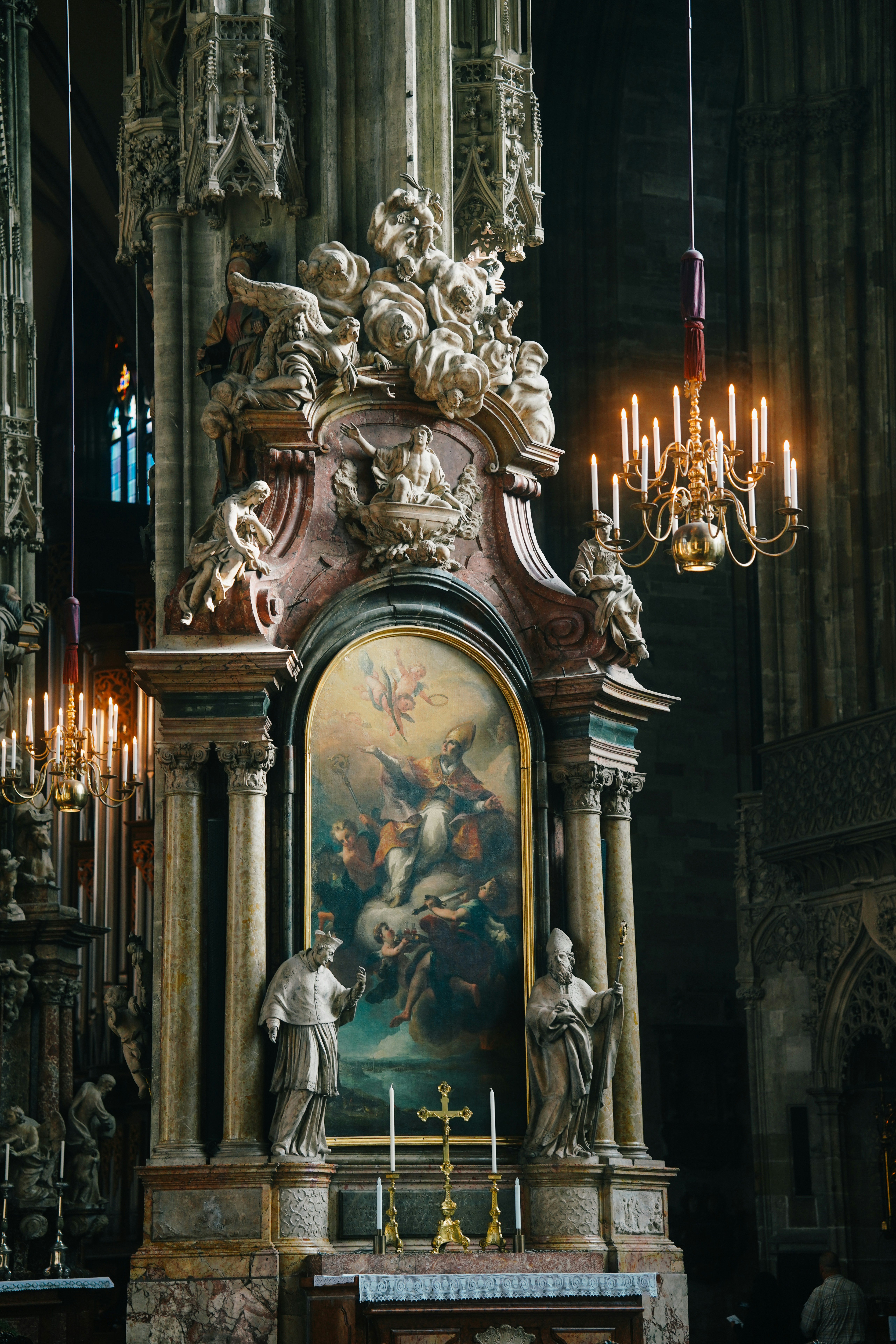 An ornate alter in a church with a painting on it photo – Free Altar ...