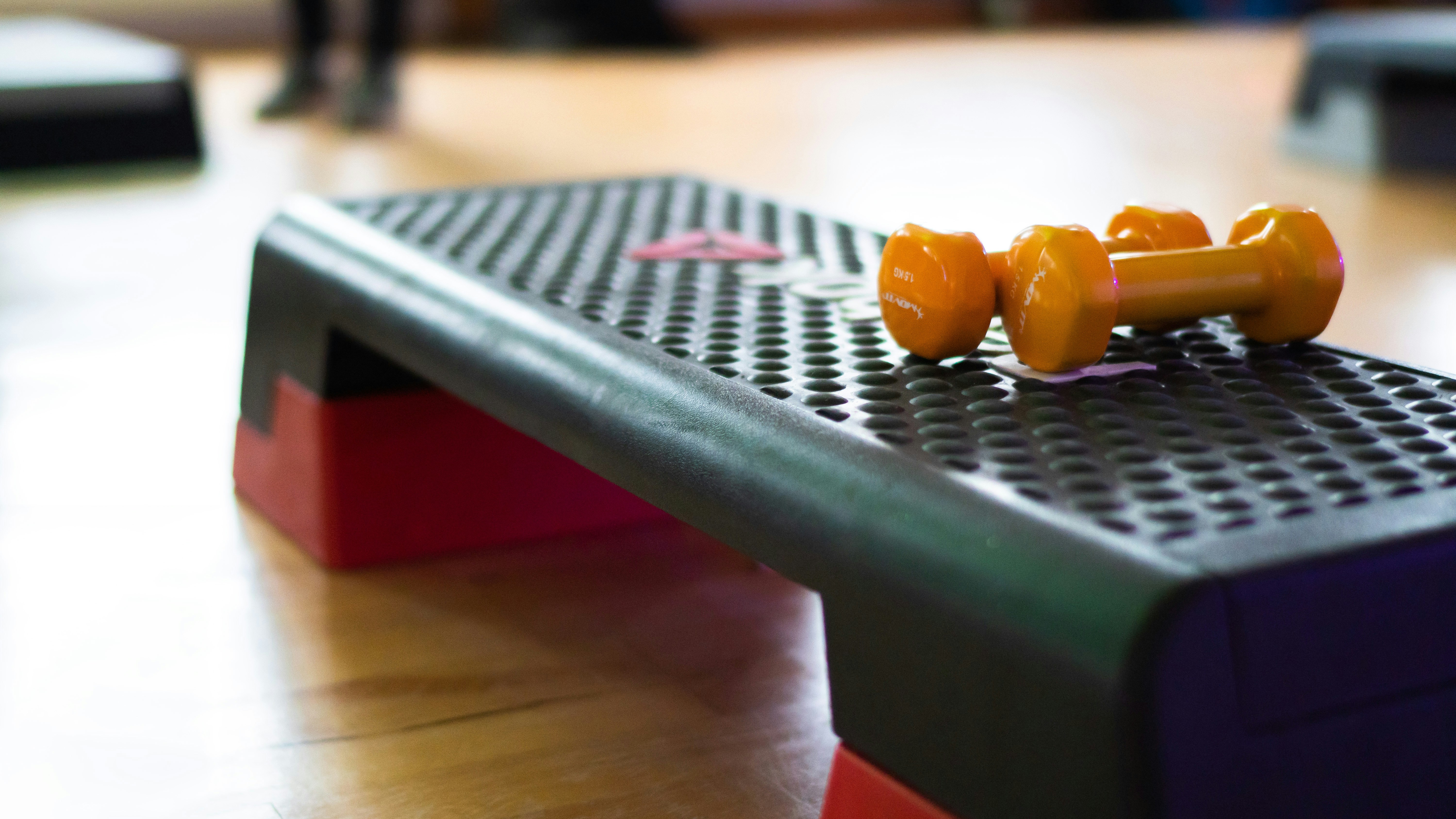 A close up of a table with two oranges on it photo – Free Step aerobics ...