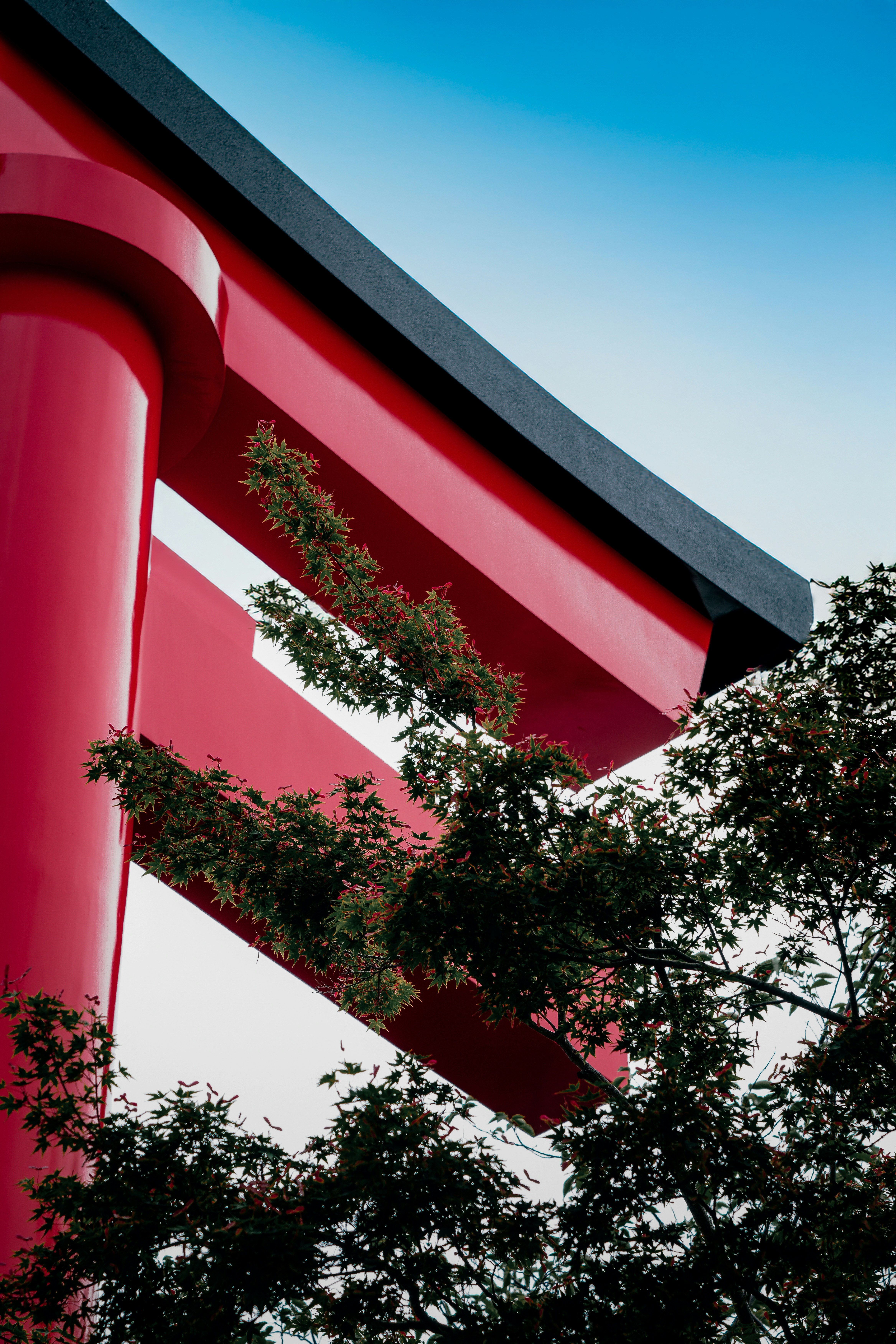 A large red structure with trees in front of it photo – Free Kyoto ...