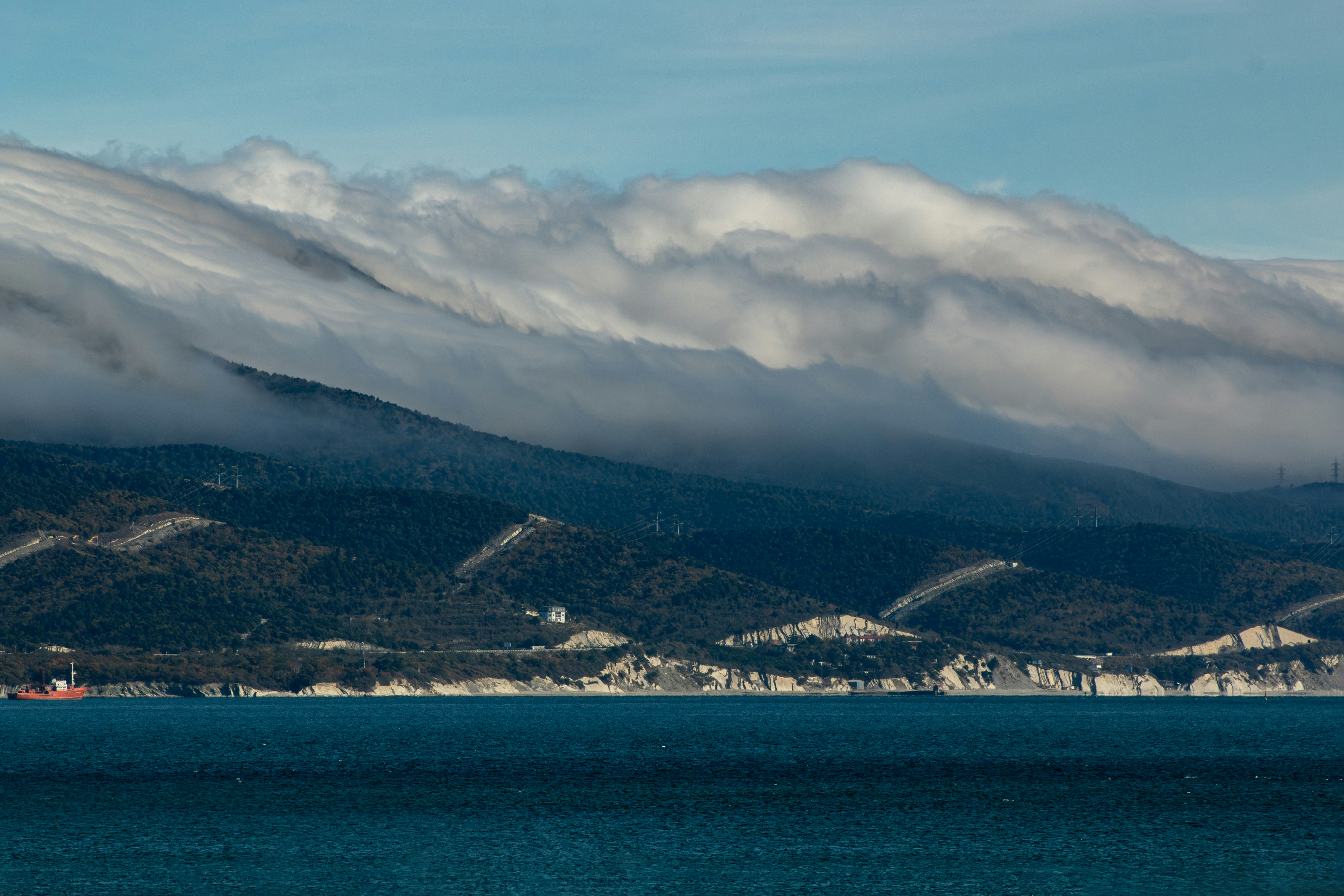 Cloud blanket over the Markotkh mountain range, the Greater Cucasus