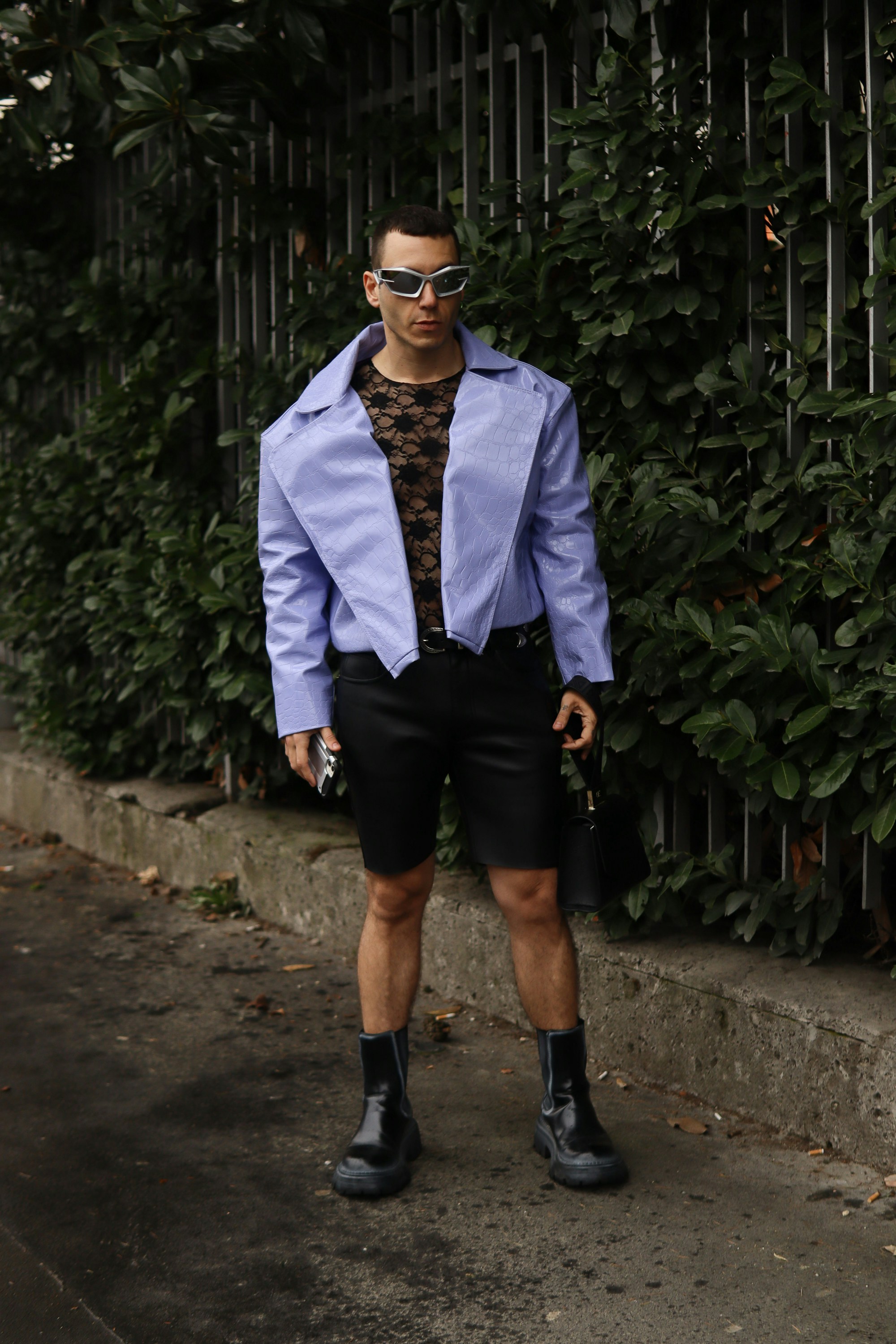 Midnight Neon: A Daring Street-Style Pose