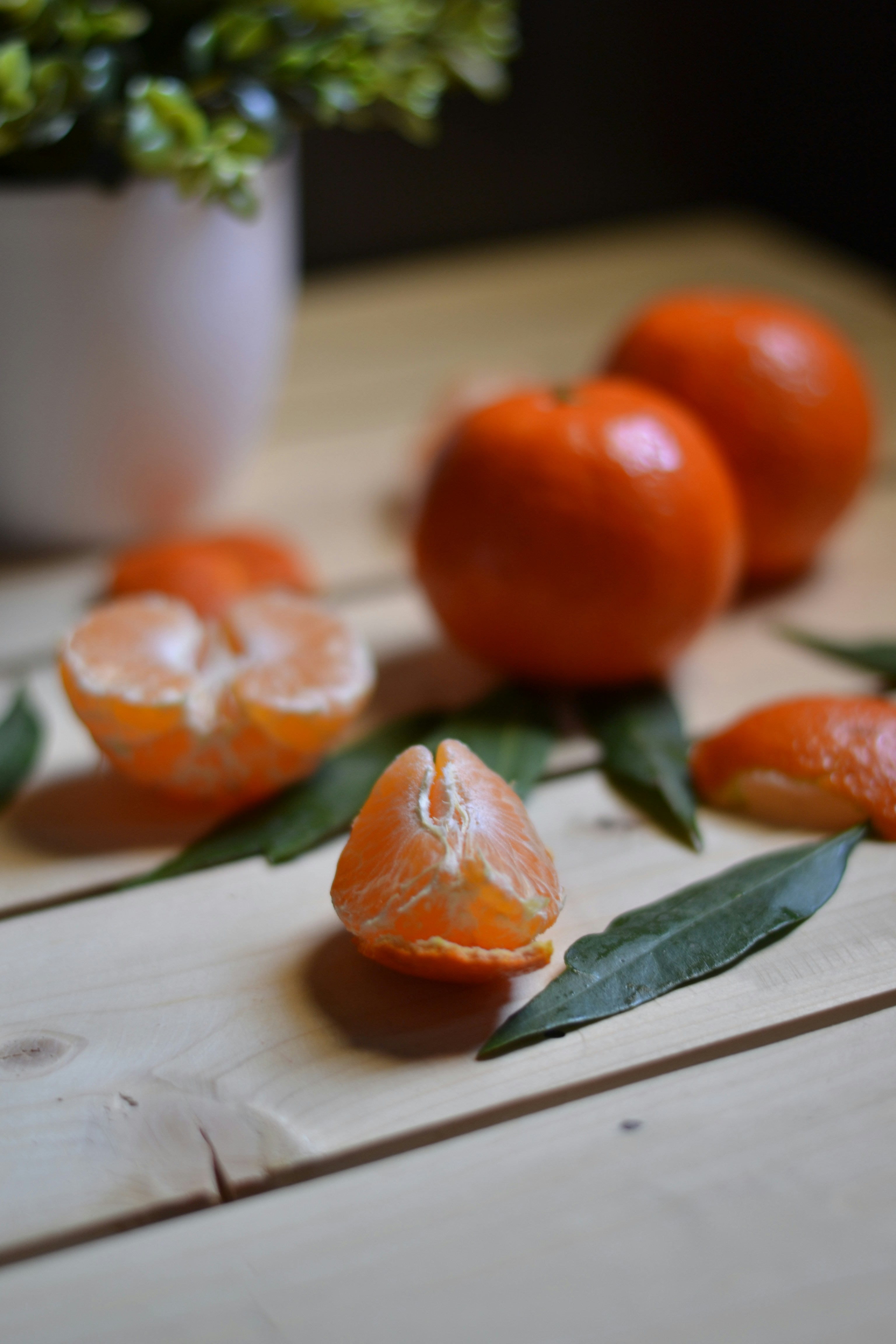 Morning Peel: Quiet Mandarins on Sunlit Wood