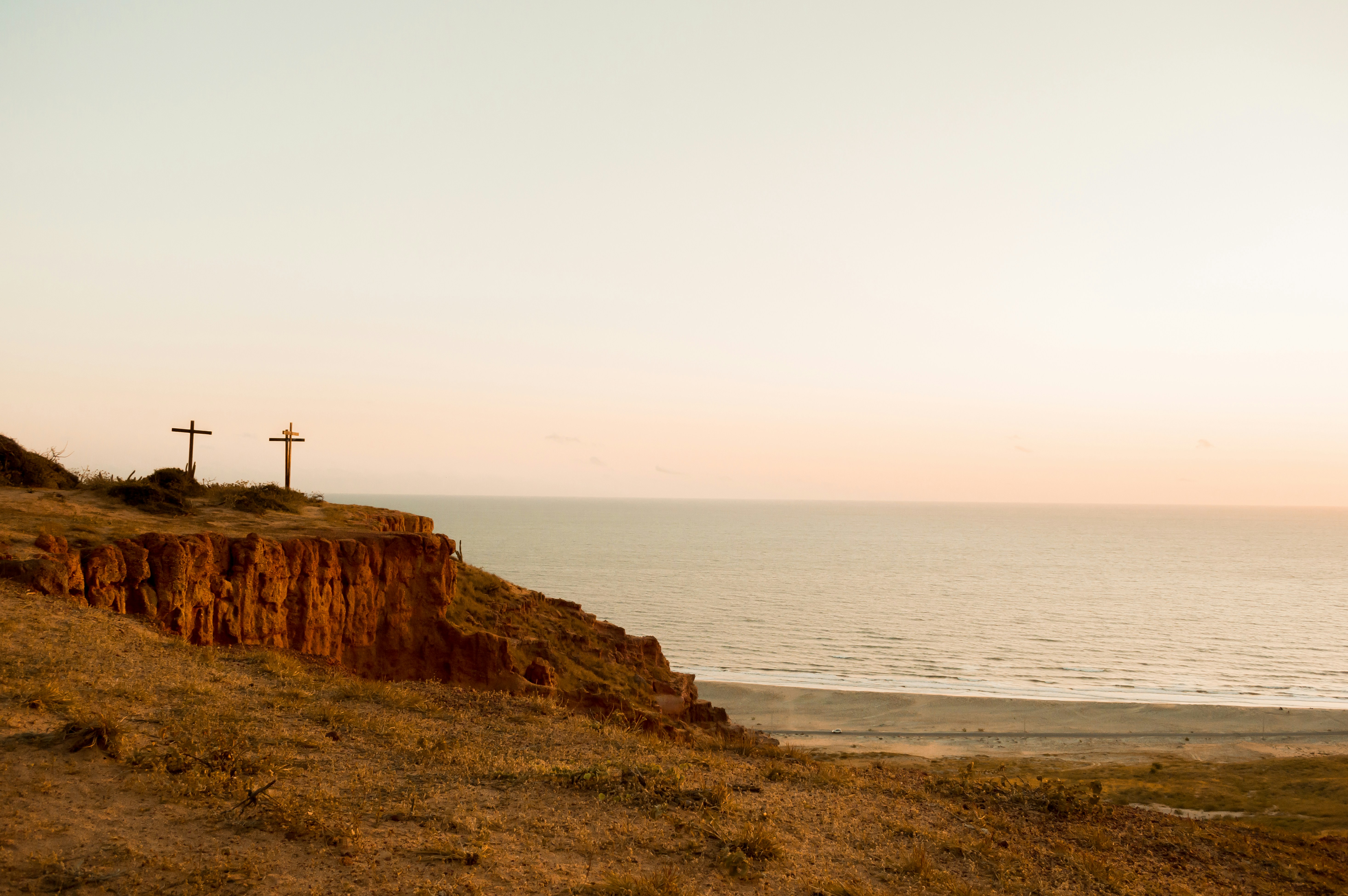 Horizon Edge: Two Crosses on Sunset Cliff