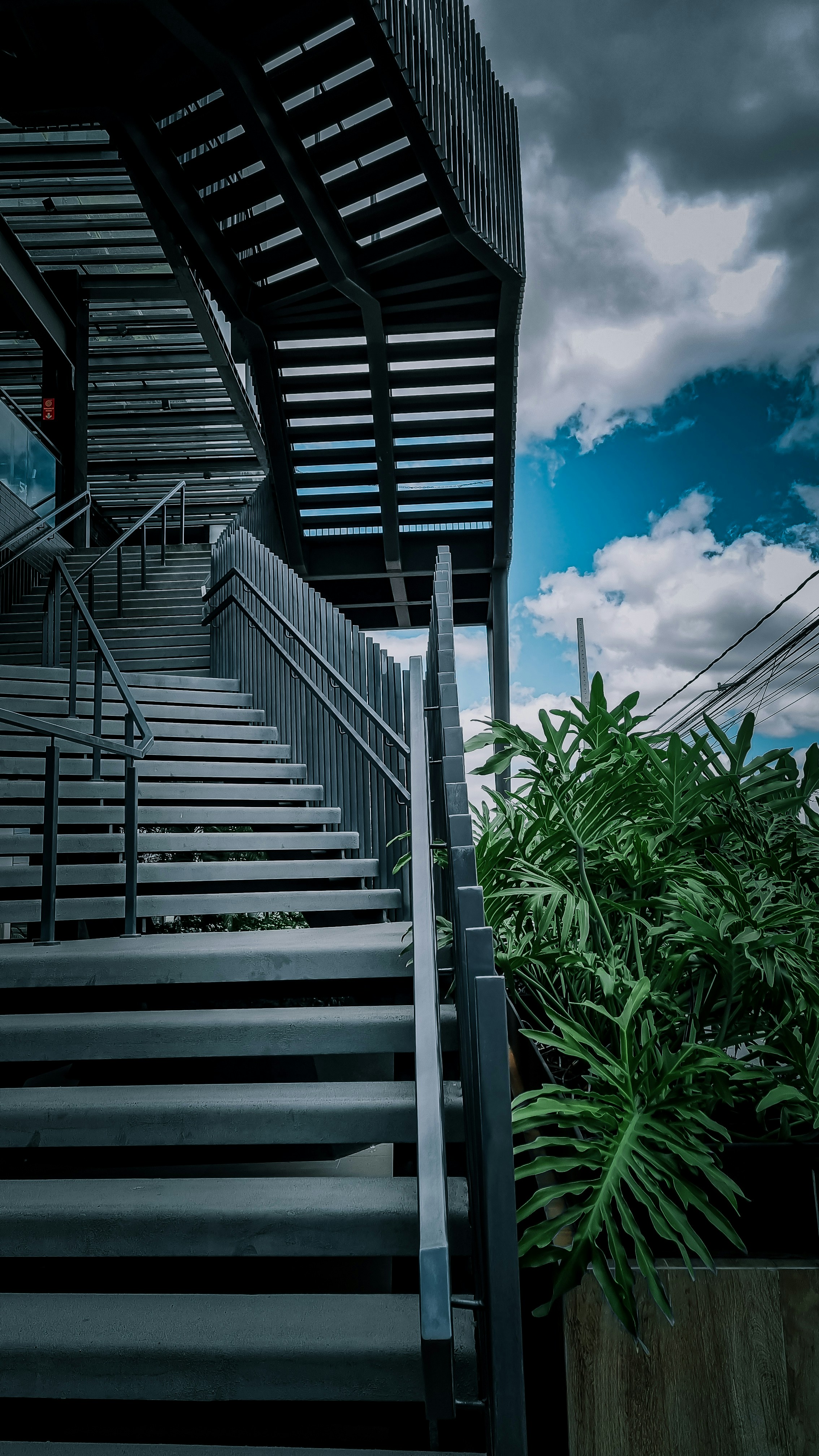 Staircase Geometry Under a Steel Canopy