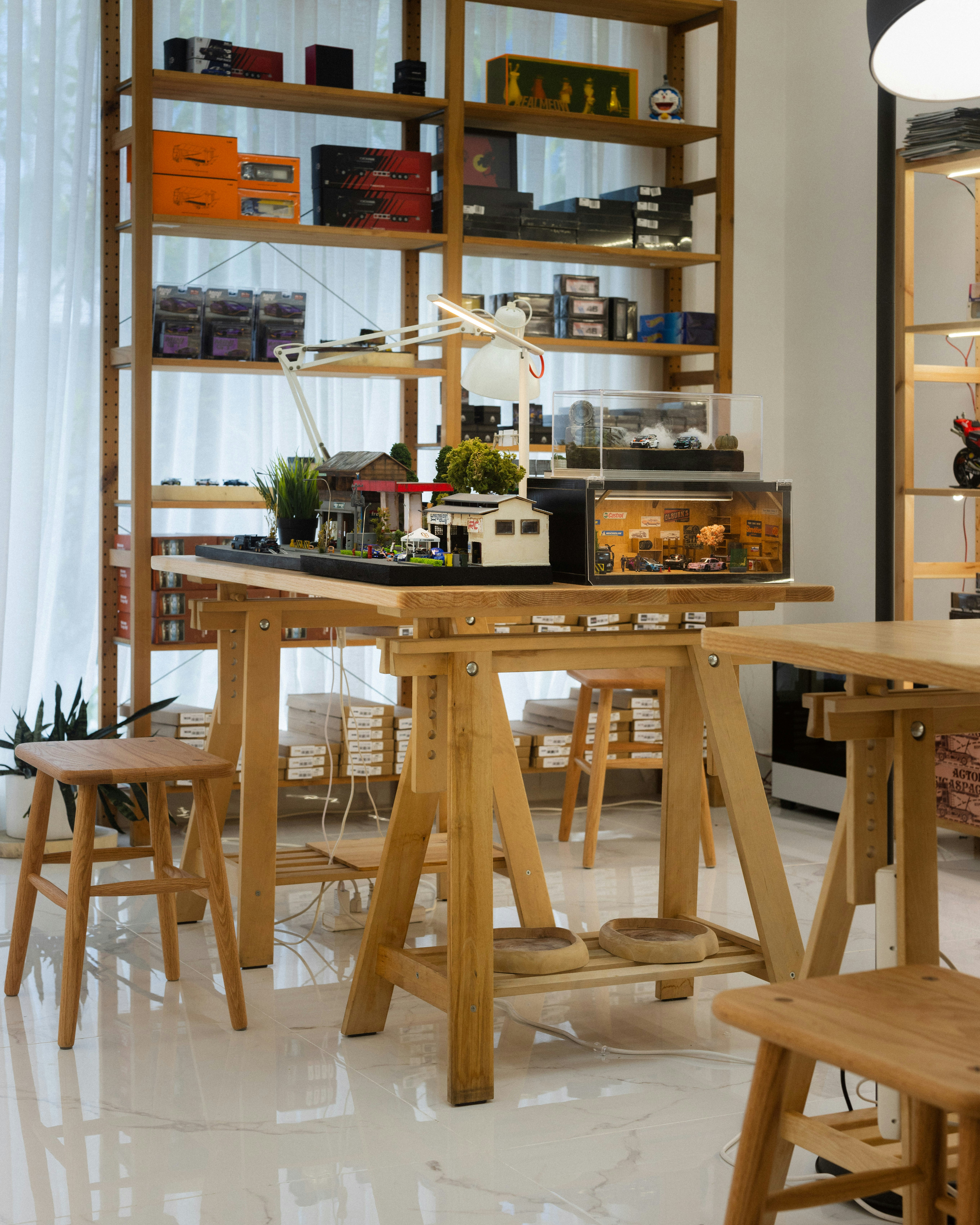 Miniature Workshop in Warm Studio Lighting