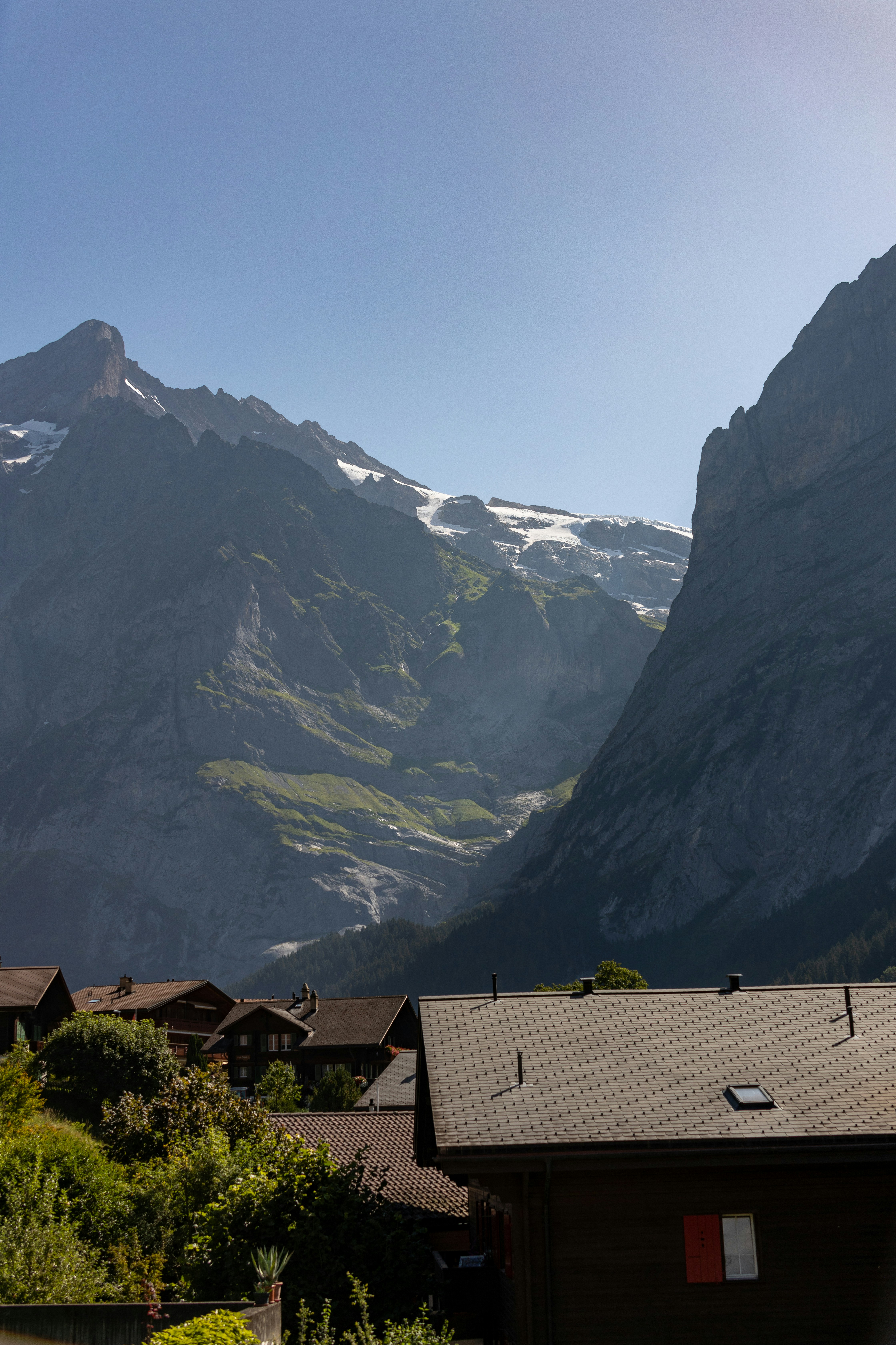Snow-veined Ridge Over a Quiet Alpine Village
