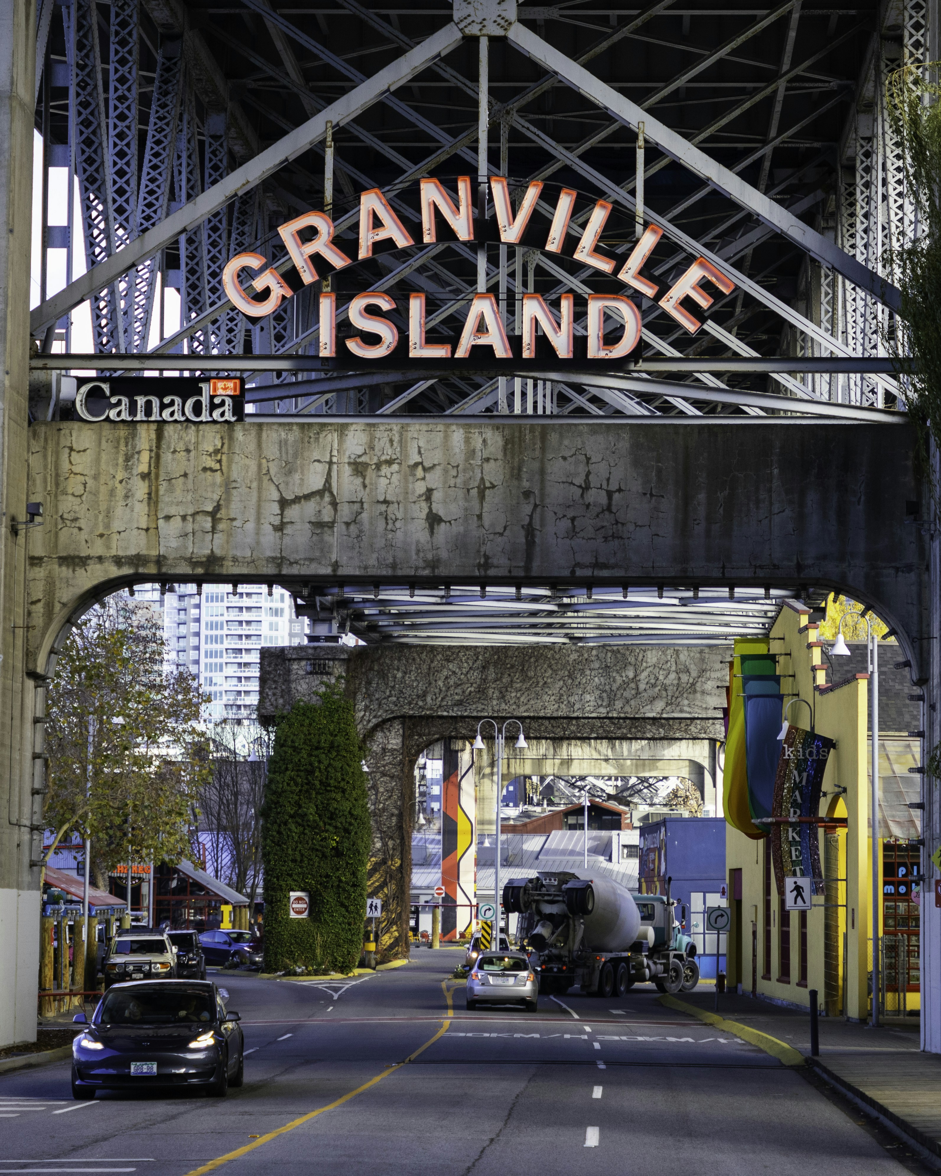 The entrance the tourism, market and cultural hub of Granville Island in Vancouver, B.C.