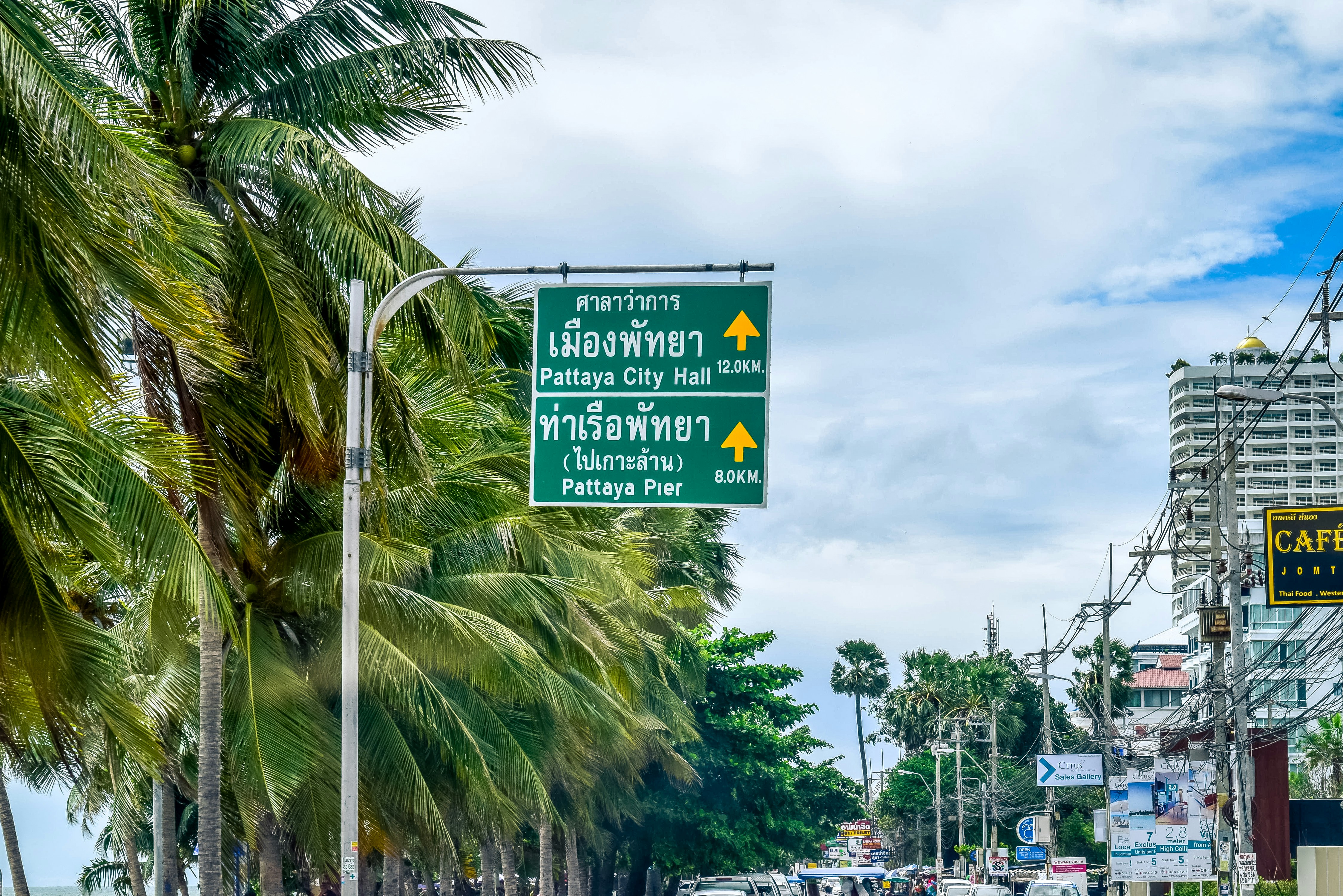 Pattaya Beach Direction Sign.